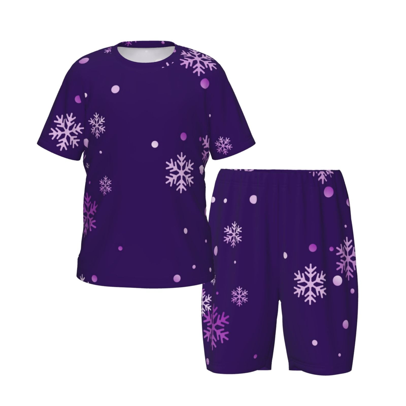 Jgfou Crystal Purple Snowflake Print Short Set Pajamas for Boys Girls ...