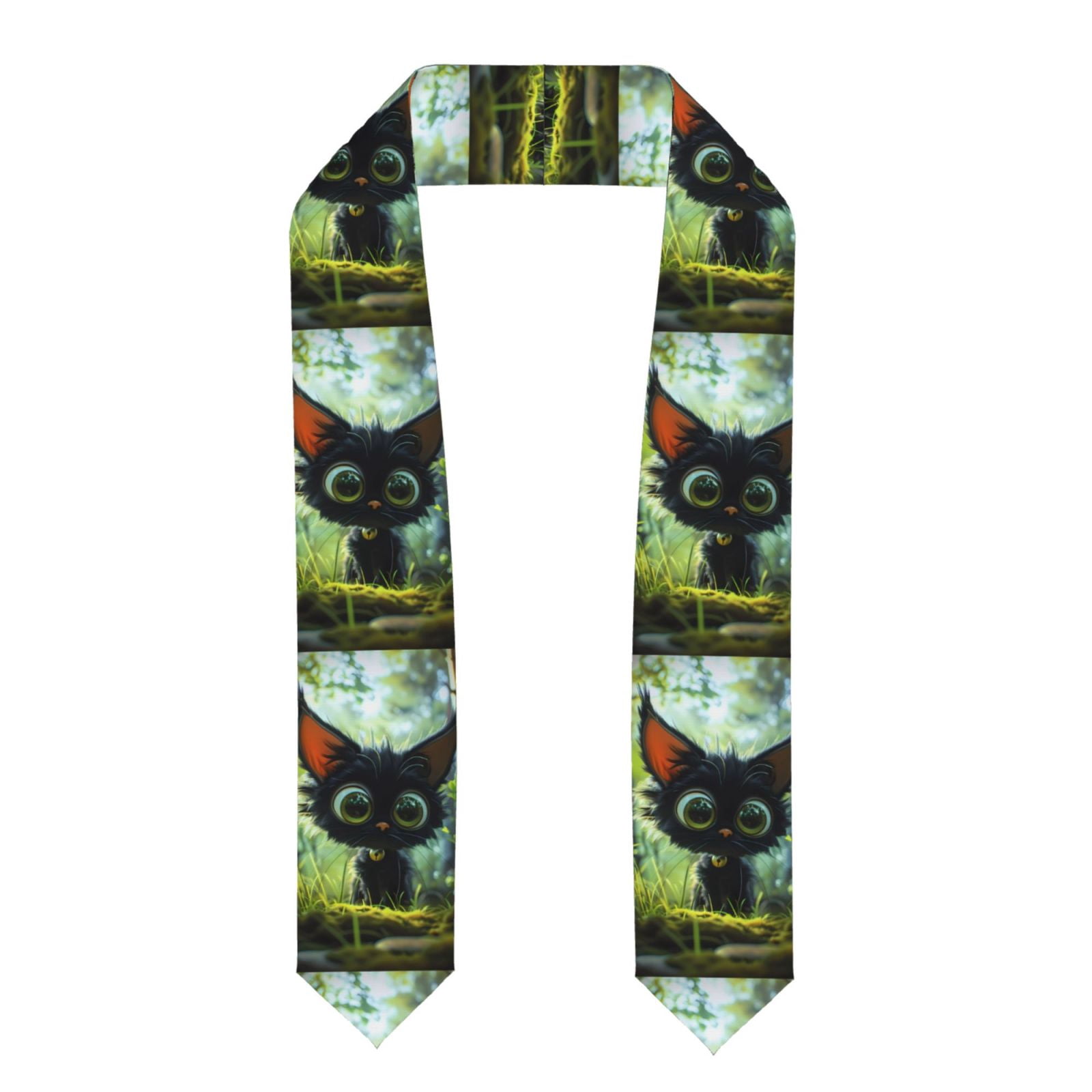 Jgfou Cute Big-Eyed Black Cat Print Graduation Stoles, Unisex Adult ...