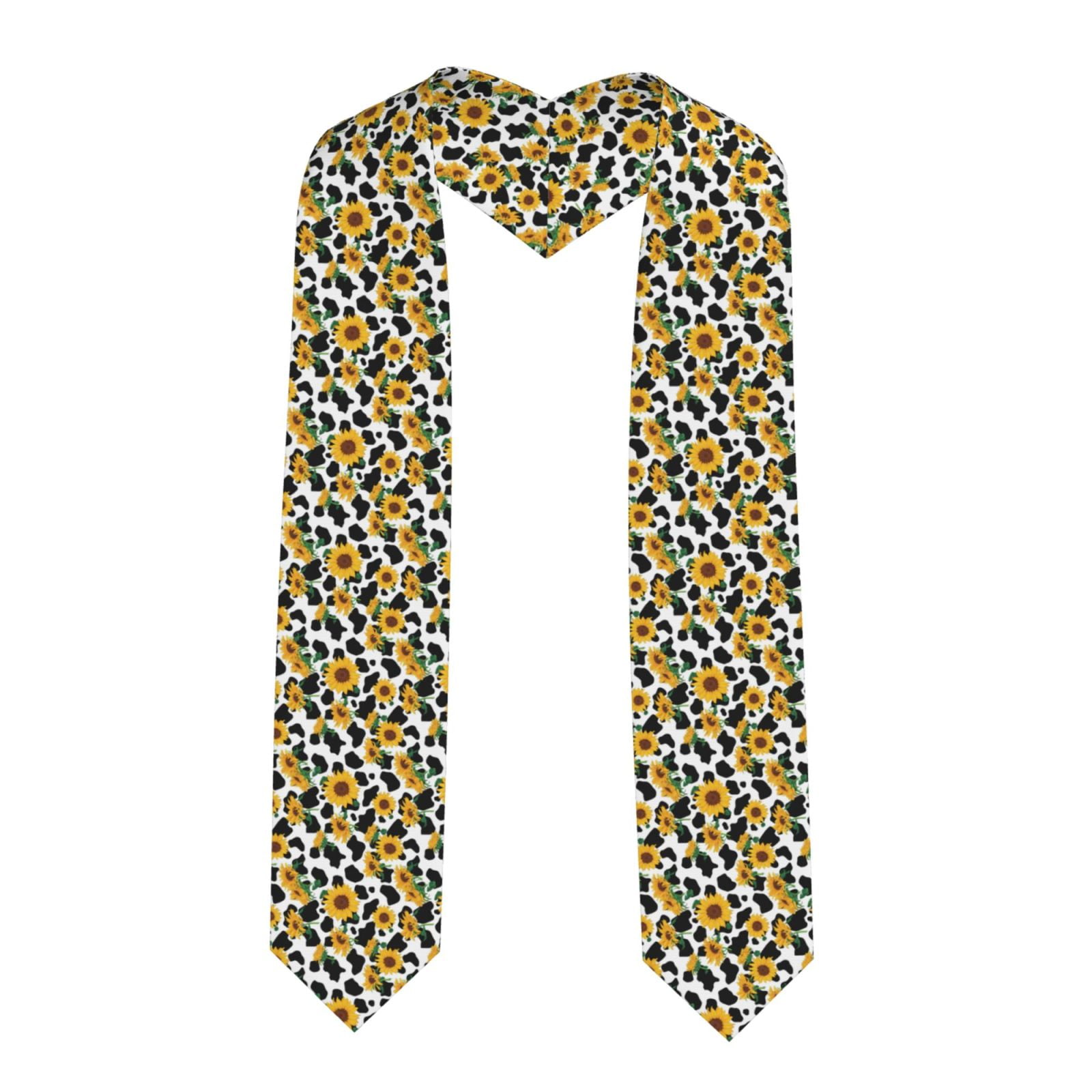 Jgfou Cute Cow Print Sunflower A Print Graduation Stoles, Unisex Adult ...