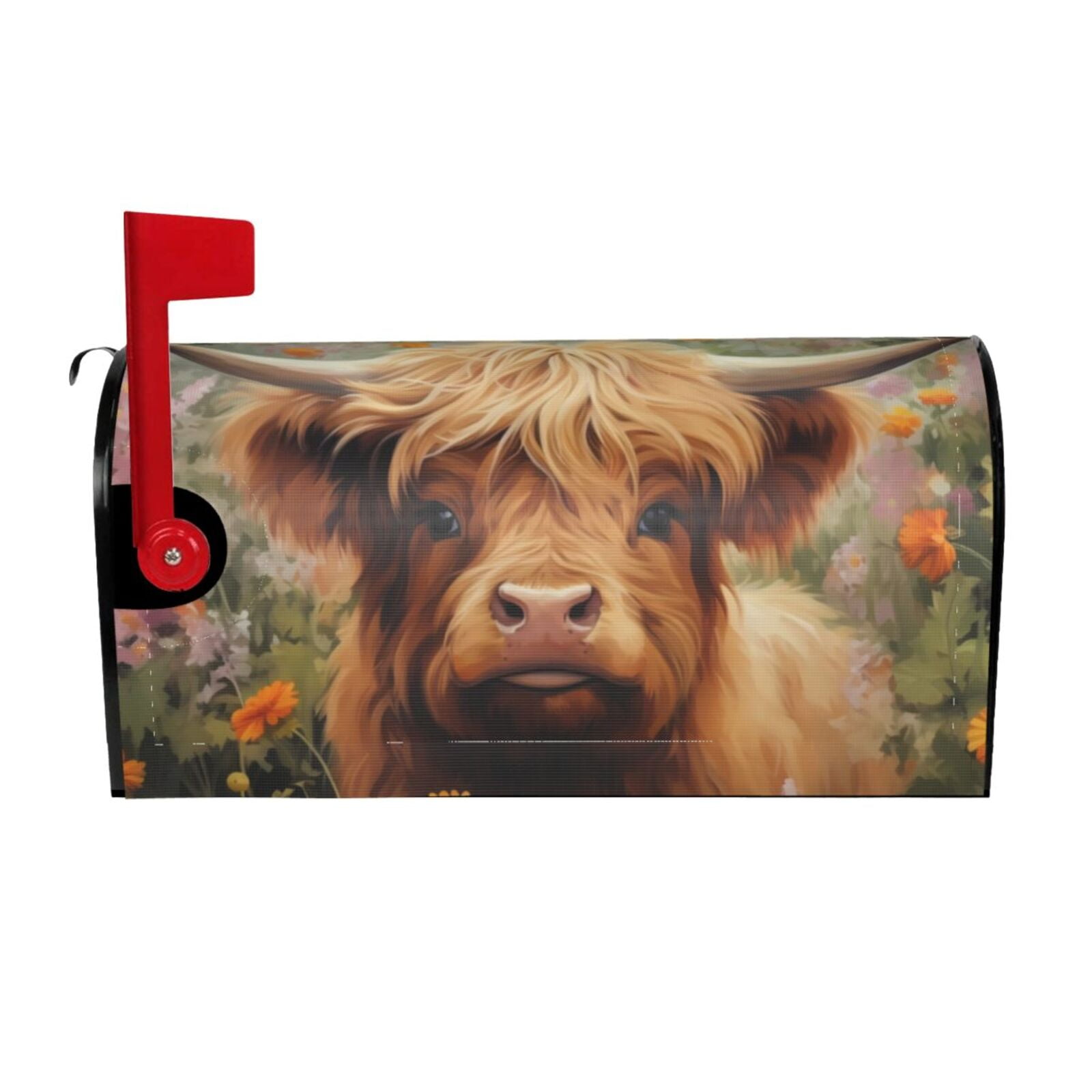 Jgfou Cute Floral Cow Mailbox Covers Magnetic 25.5x21 in Mailbox Wraps ...