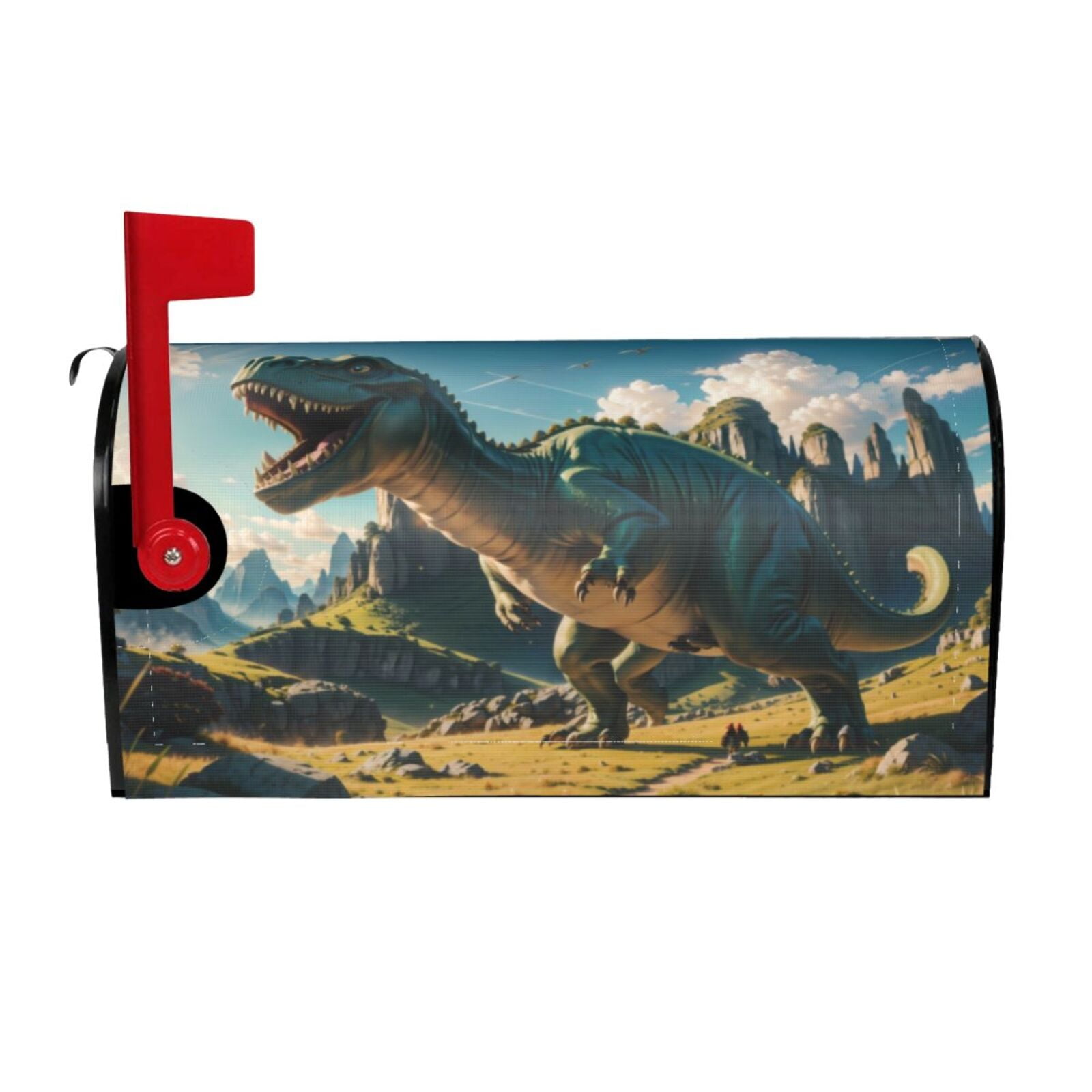 Jgfou Cute Green Dinosaur Blue Sky Mailbox Covers Magnetic Mailbox ...