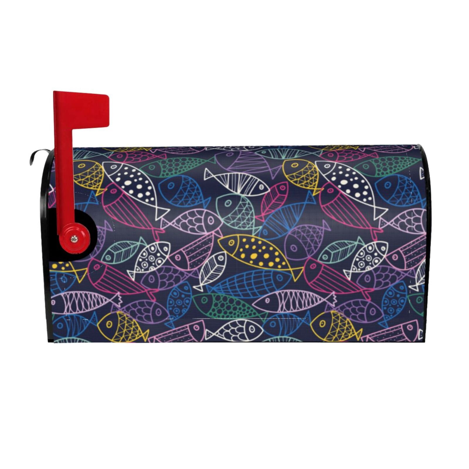Jgfou Cute Line Fish Mailbox Covers Magnetic 25.5x21 in Mailbox Wraps ...