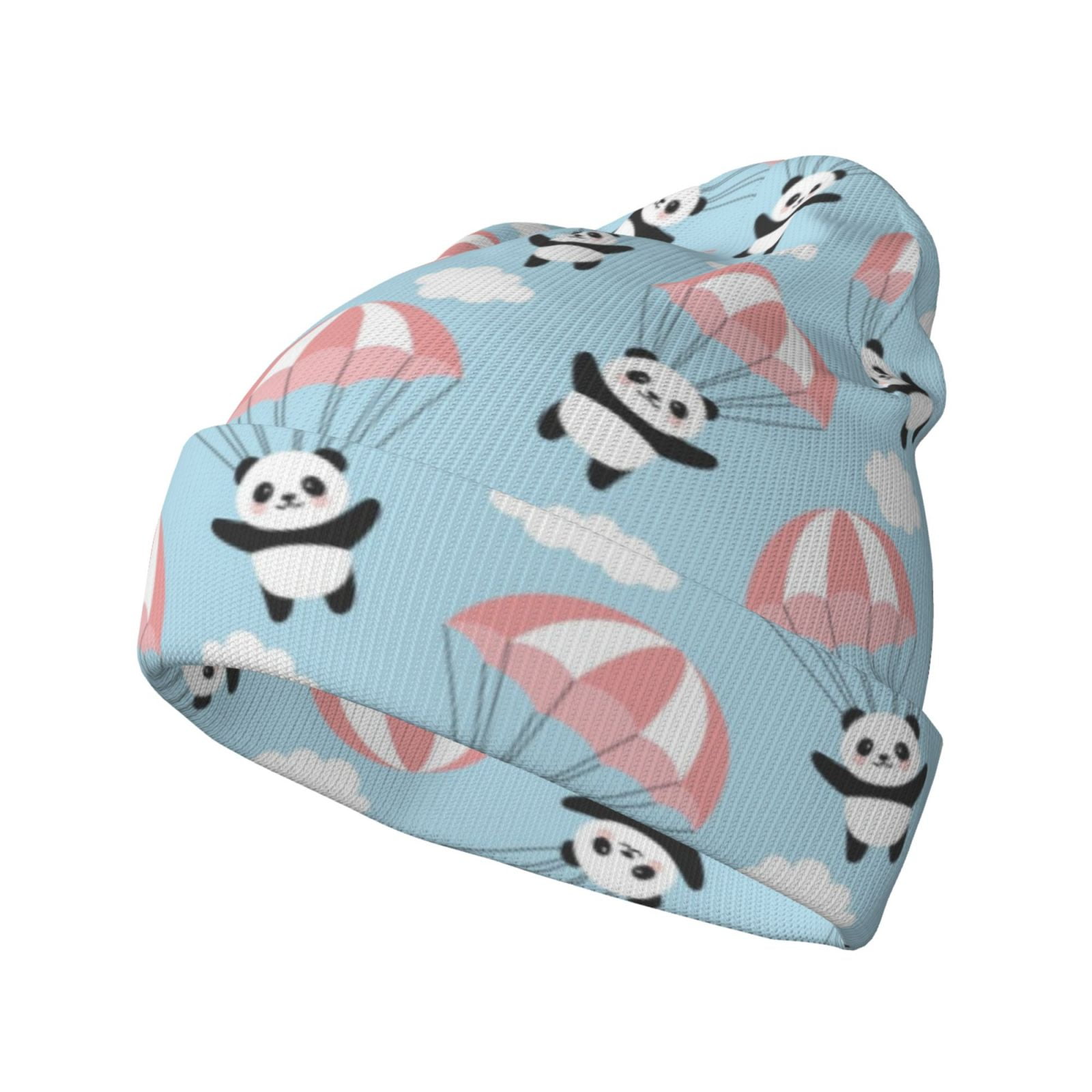Jgfou Cute Panda Flying in the Sky Print Winter Beanie for Men and ...