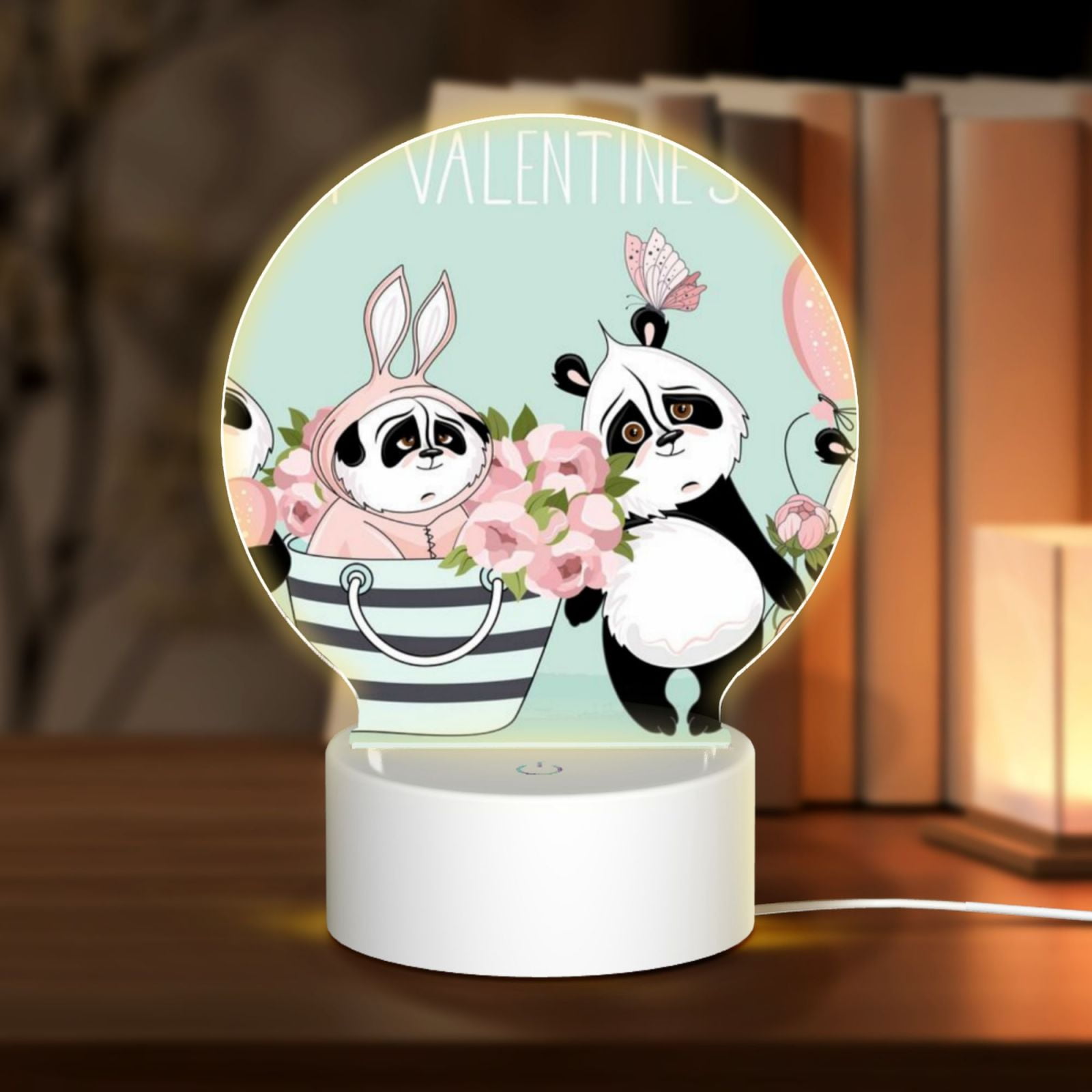 Jgfou Cute Panda LED Night Light Lamp Base + Acrylic, Adjustable 3 ...