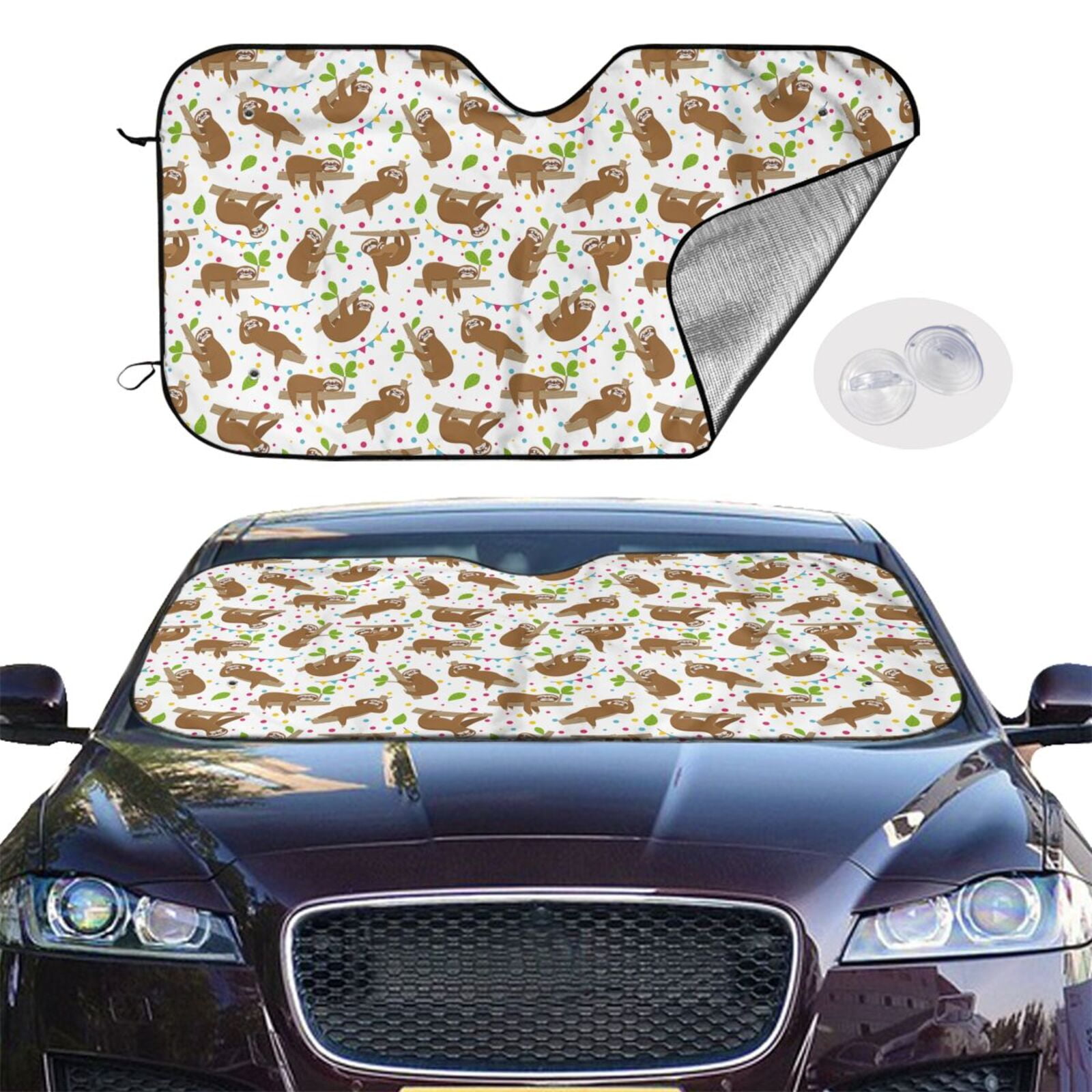 Jgfou Cute Sloth Windshield Sun Shades,Car Sun Shade for Front Window ...