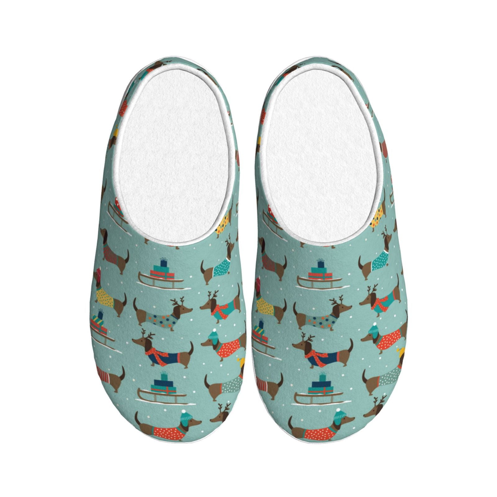 Jgfou Dachshund Dog Puppy Print Cotton Slippers, Fuzzy and Cozy Warm ...
