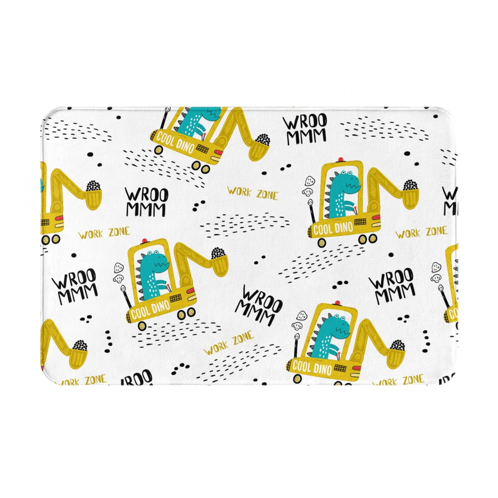 Jgfou Dinosaur on Excavator Pattern Door-Mats Non-Slip Front Door Mat ...