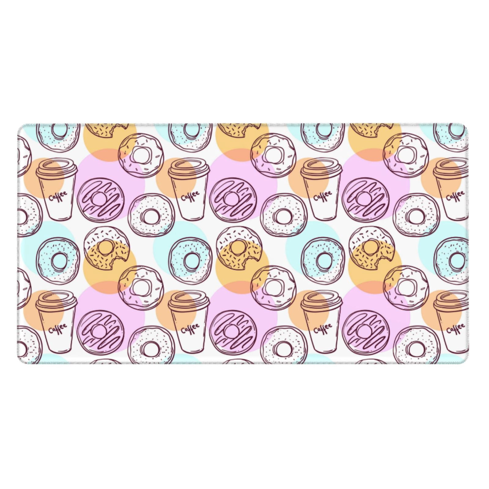 Jgfou Donuts and Coffee Style Large Gaming Mouse Pad Desk Mat Long Non ...