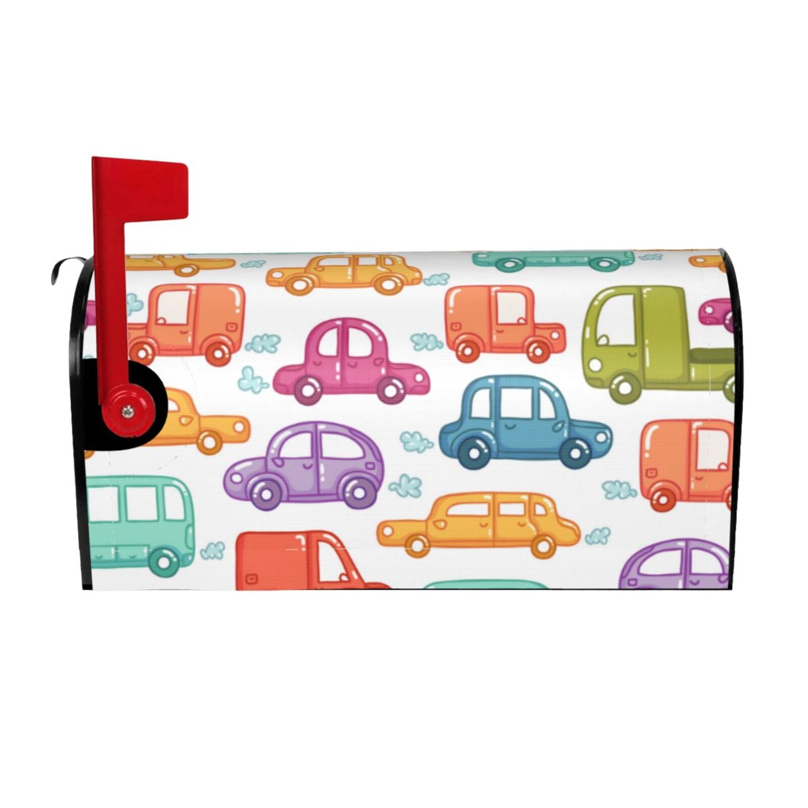 Jgfou Doodle Cars Mailbox Covers Magnetic 25.5x21 in Mailbox Wraps Post ...