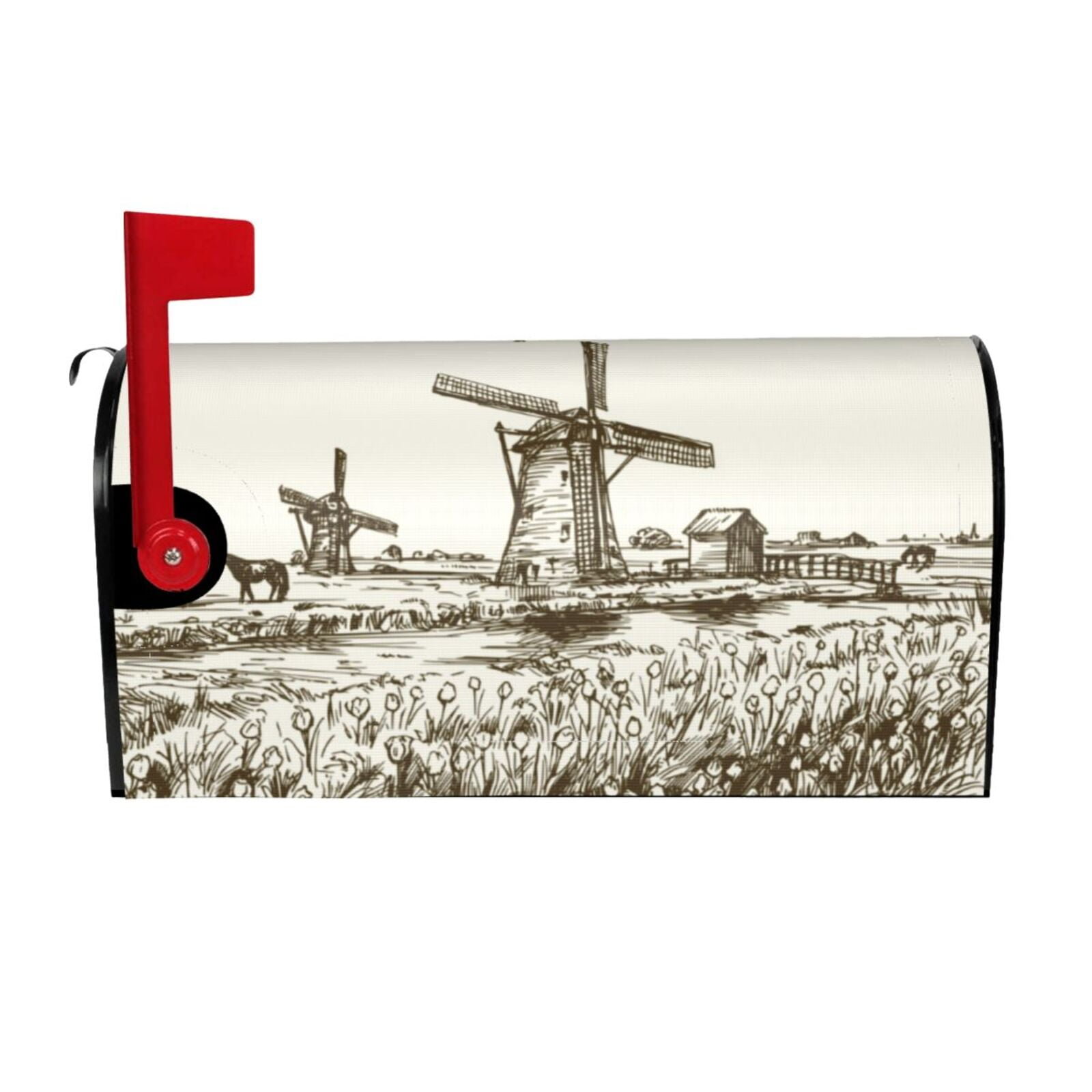 Jgfou Dutch Windmill Mailbox Covers Magnetic 21x18 in Mailbox Wraps ...