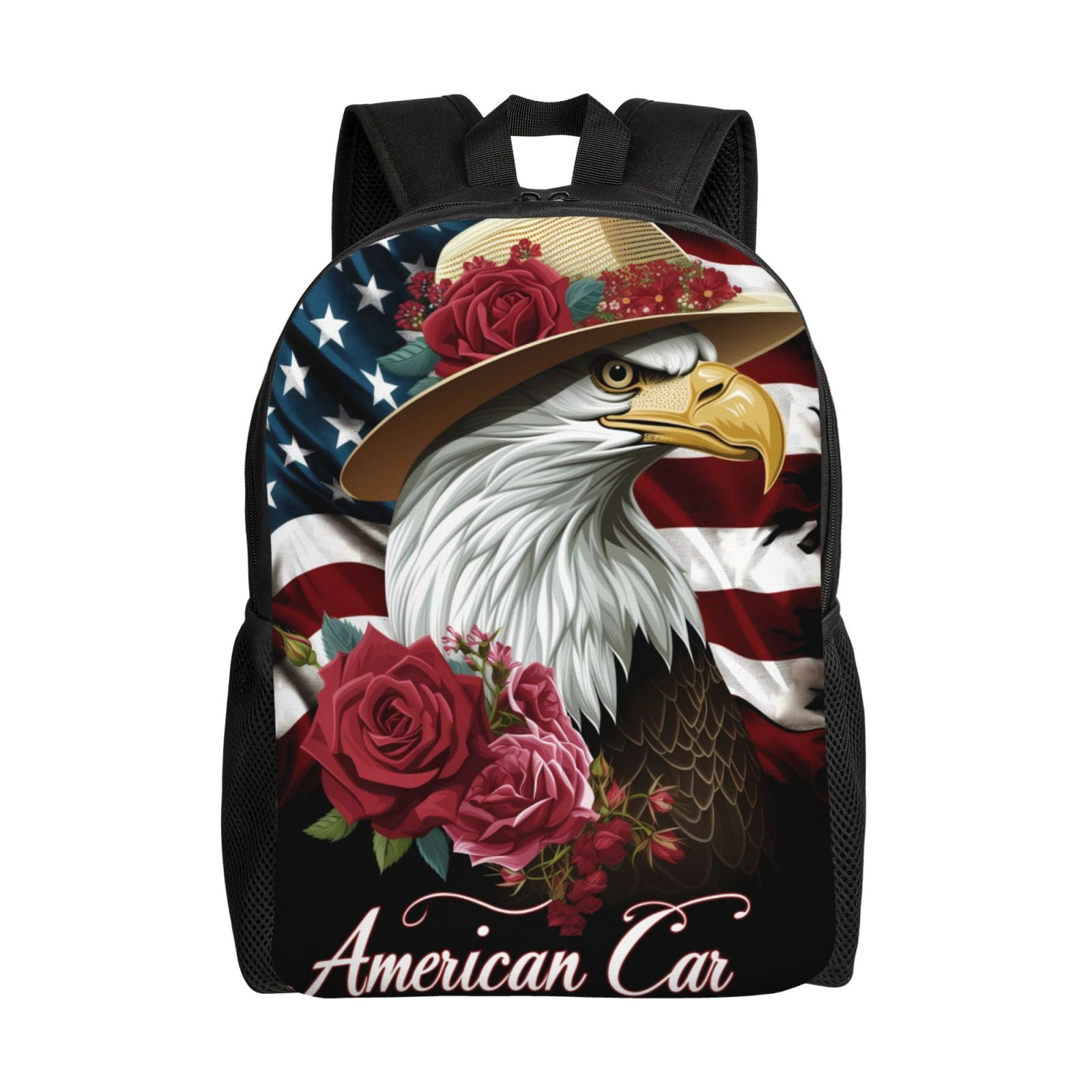 Jgfou Eagle With Hat And Roses Print Small Travel Laptop Backpack for ...