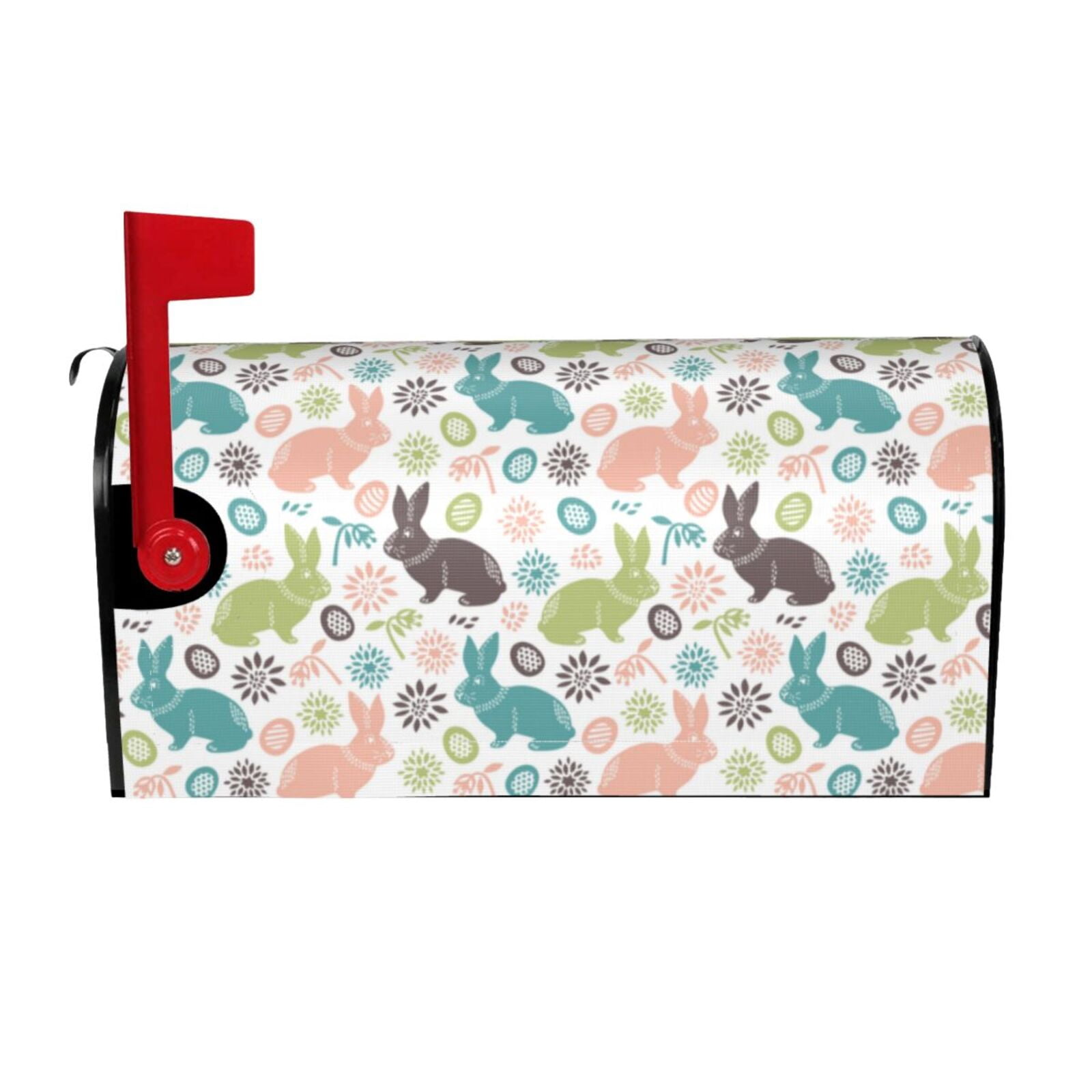 Jgfou Easter Rabbit Mailbox Covers Magnetic 21x18 in Mailbox Wraps Post ...