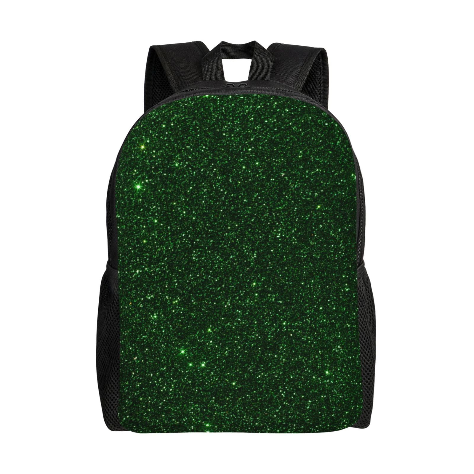 Jgfou Emerald Green Sparkling Print Small Travel Laptop Backpack for ...