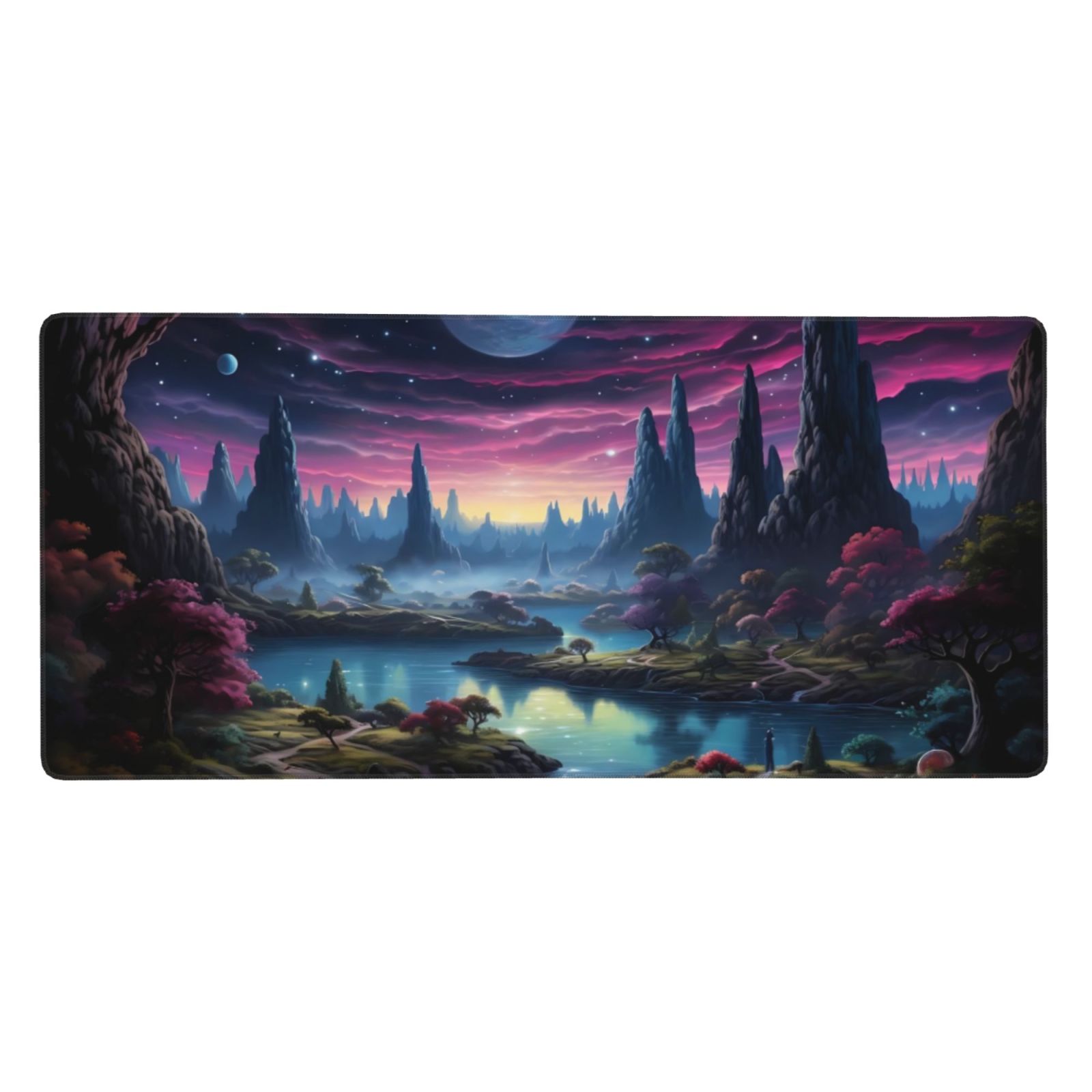 Jgfou Fantasy Landscape Starry Night Pattern 16x35.5in in Large Gaming ...