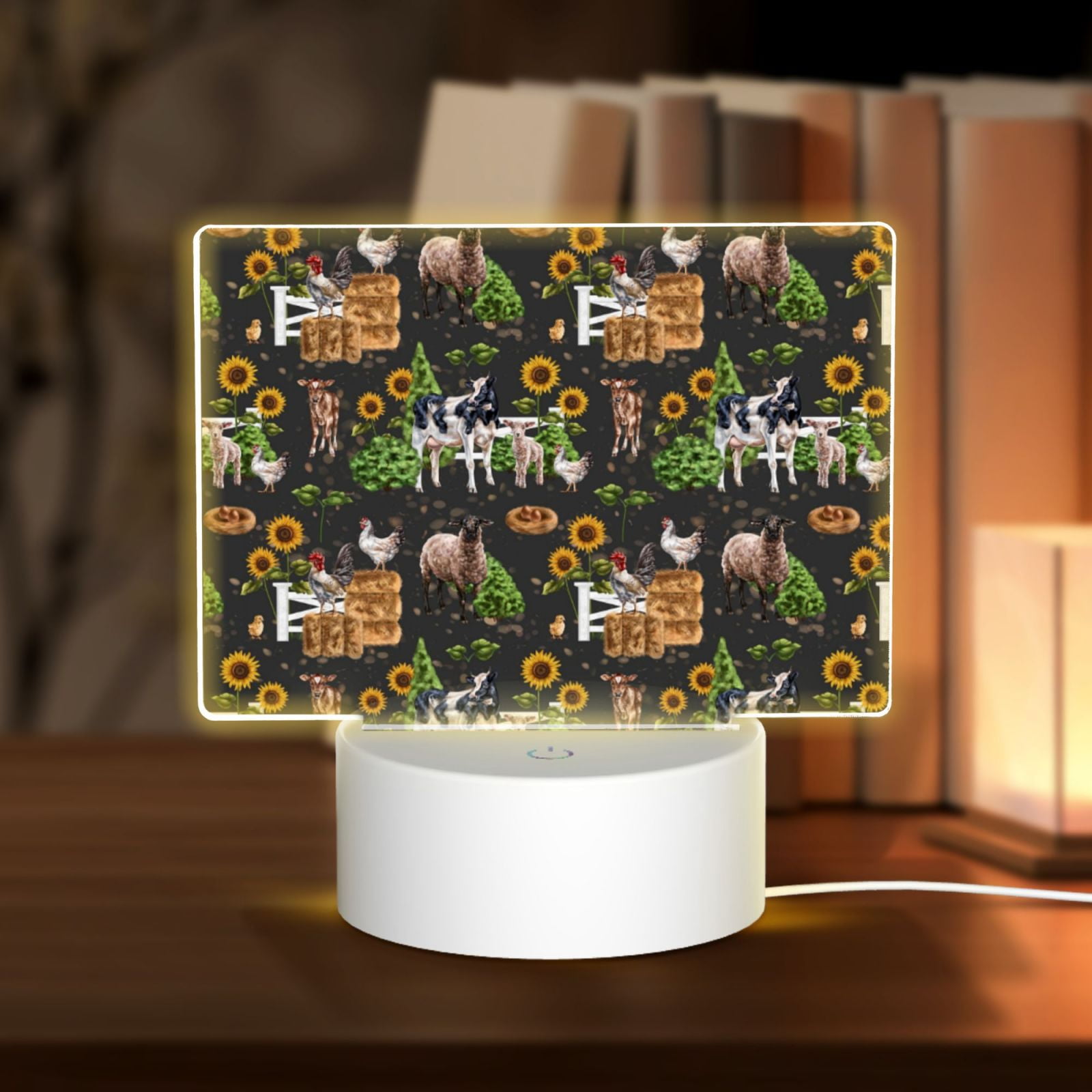 Jgfou Farm Animals 2 Rectangular Acrylic Night Light with USB Port ...