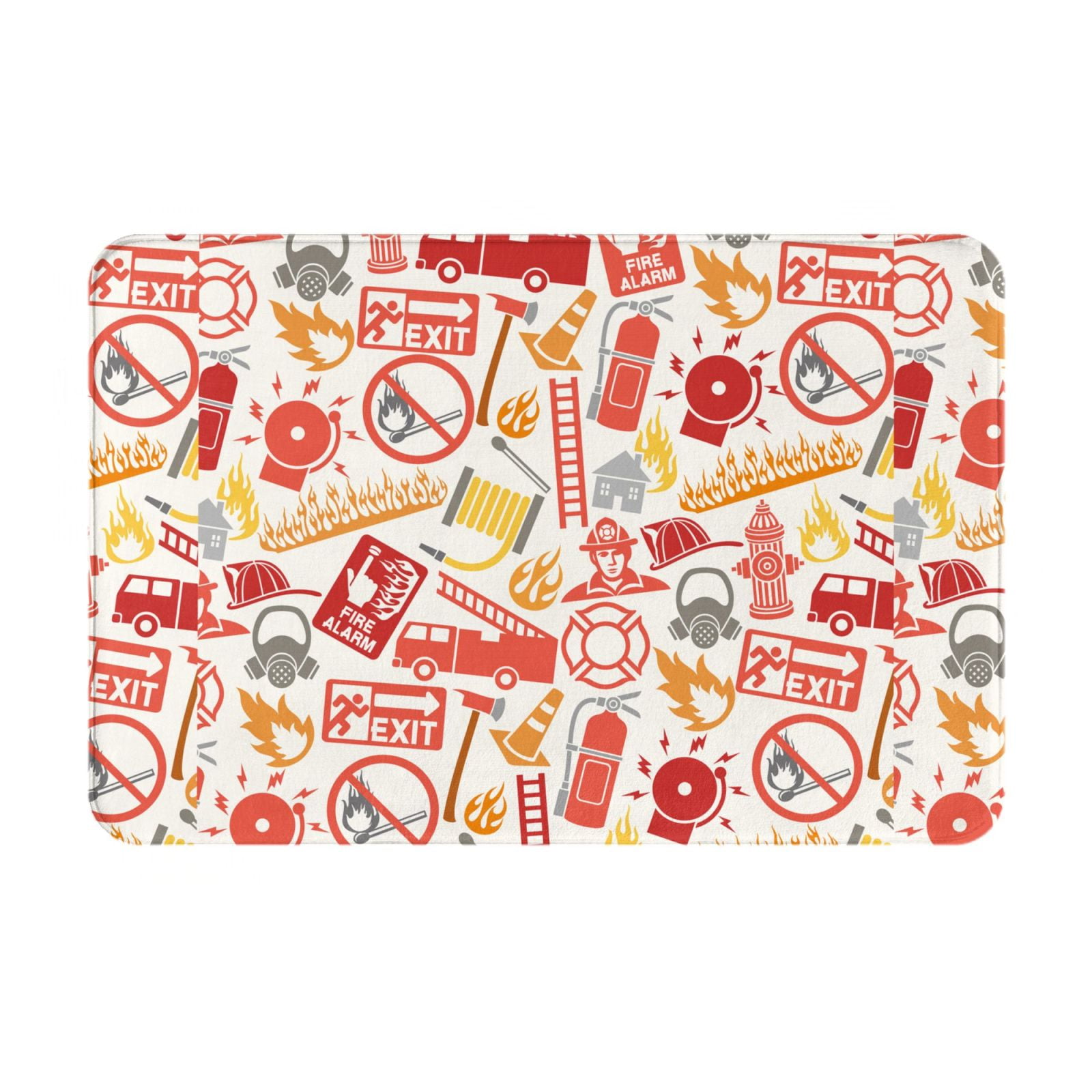 Jgfou Firefighter Icons Pattern Door-Mats Non-Slip Front Door Mat for ...