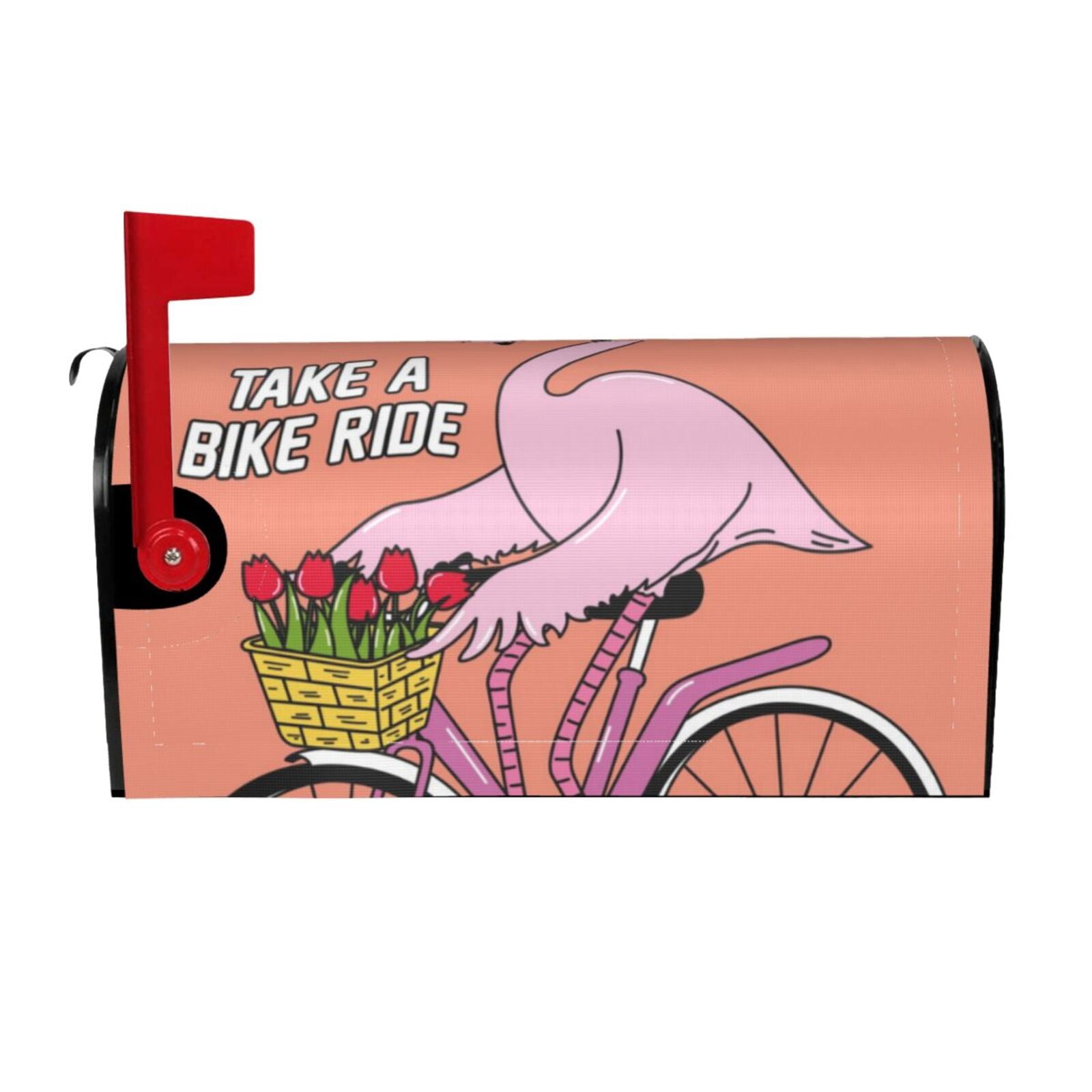 Jgfou Flamingo Riding a Bicycle Mailbox Covers Magnetic 21x18 in ...