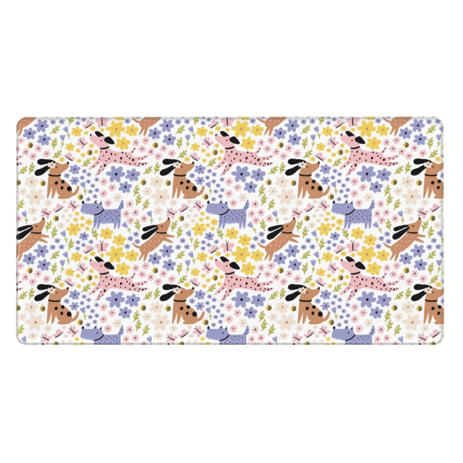 Jgfou Floral Puppy Style Large Gaming Mouse Pad Desk Mat Long Non-Slip ...