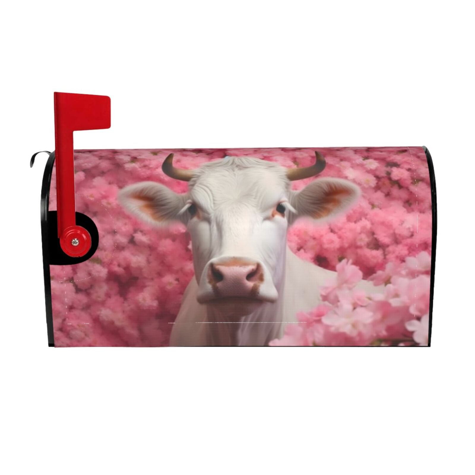Jgfou Flower White Cow Mailbox Covers Magnetic 21x18 in Mailbox Wraps ...