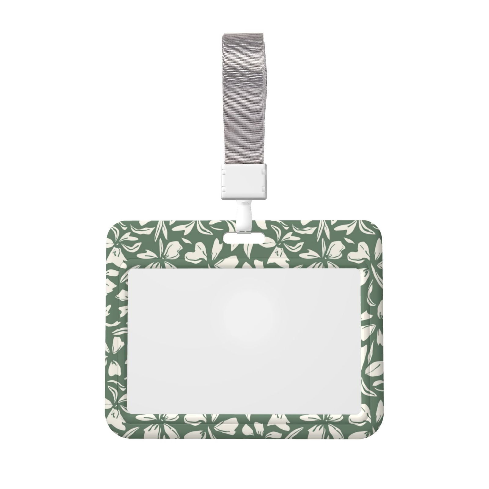 Jgfou Flowers With Leaves Print Double-Sided ID Badge Holder ...