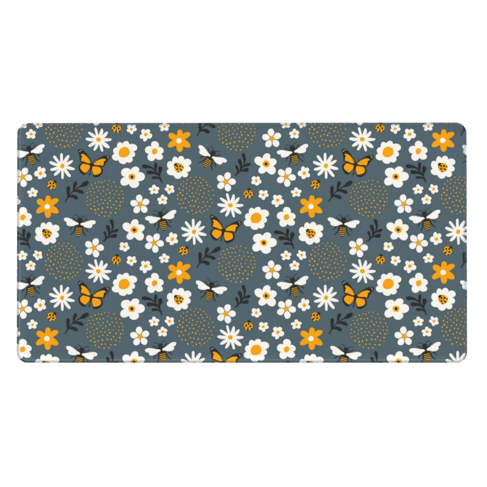Jgfou Flowers and Bee Style Large Gaming Mouse Pad Desk Mat Long Non ...