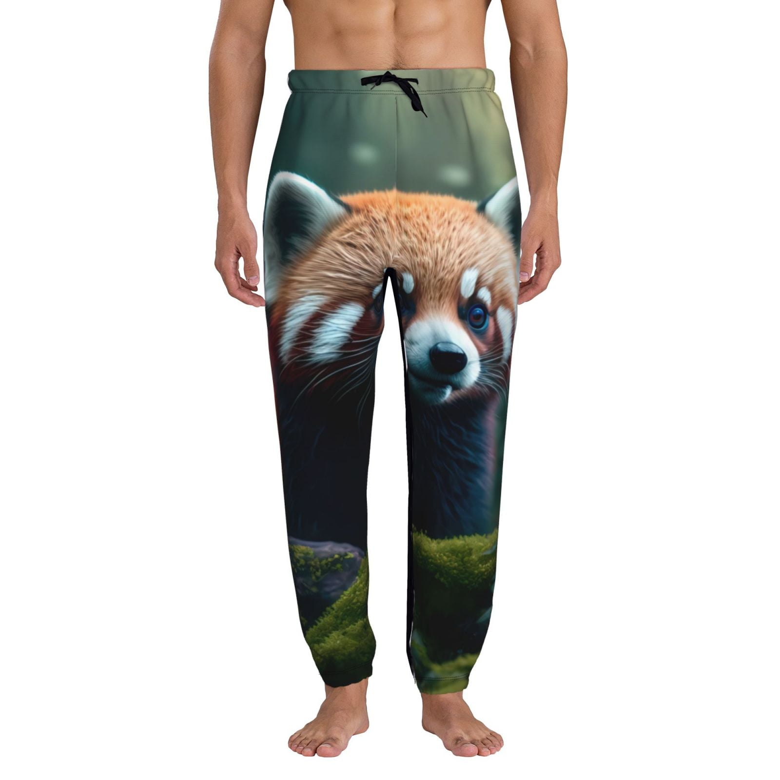 Jgfou Forest Plant Raccoon Print Sweatpants for Men Joggers - Men's ...