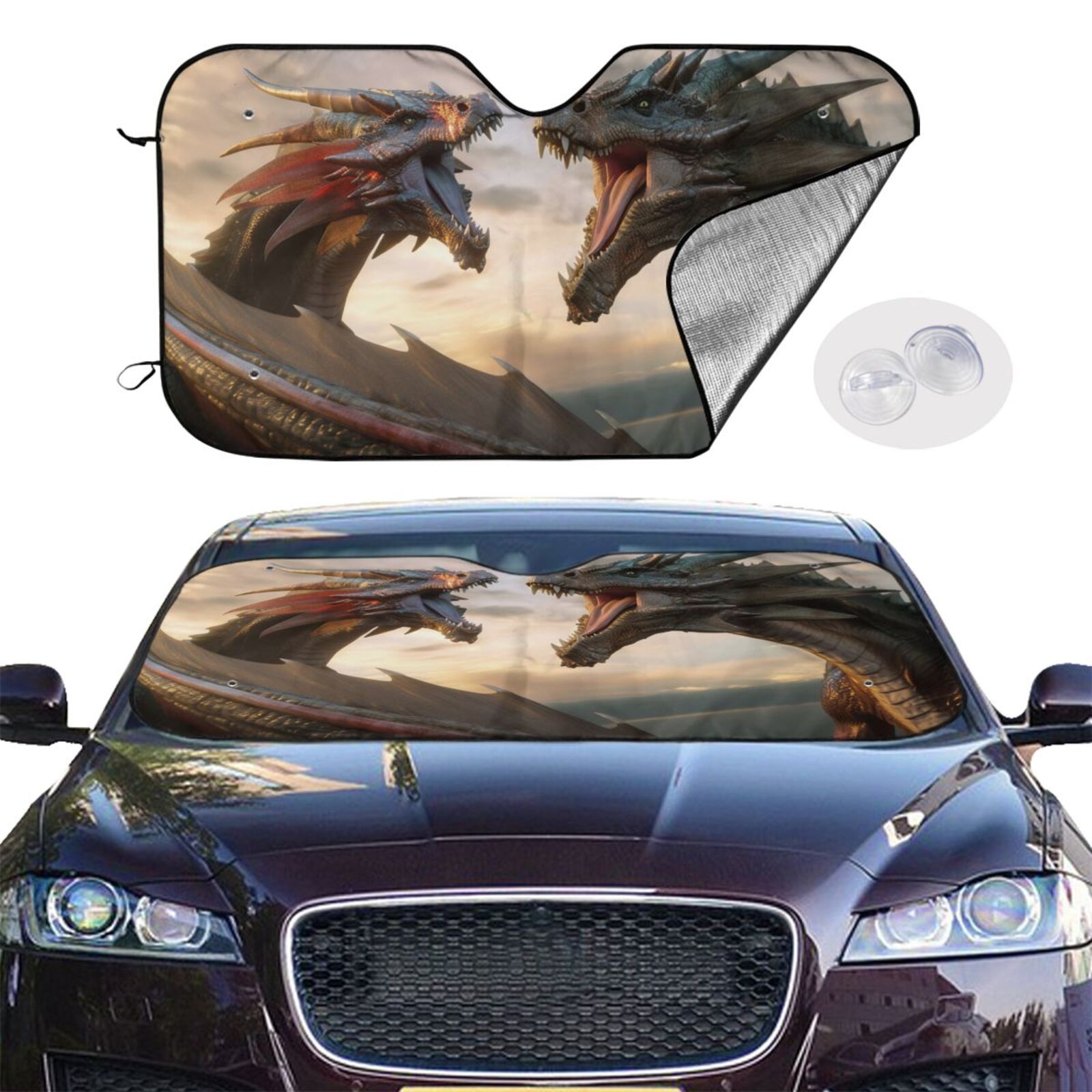 Jgfou Friendship Dragon Windshield Sun Shades,Car Sun Shade for Front ...