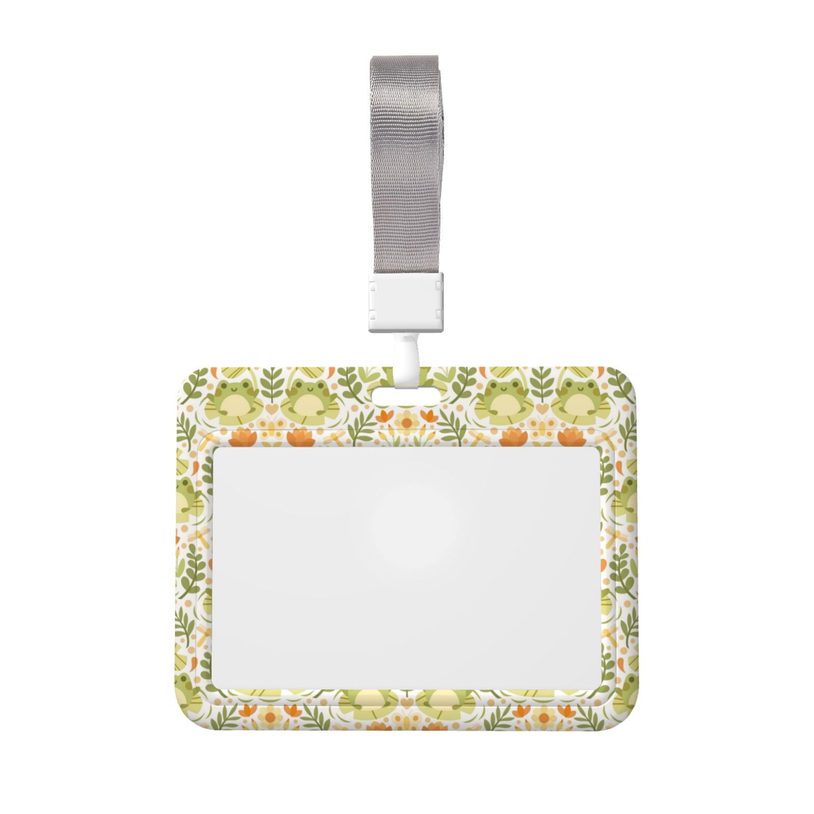 Jgfou Frogs And Botanical Print Double-Sided ID Badge Holder ...