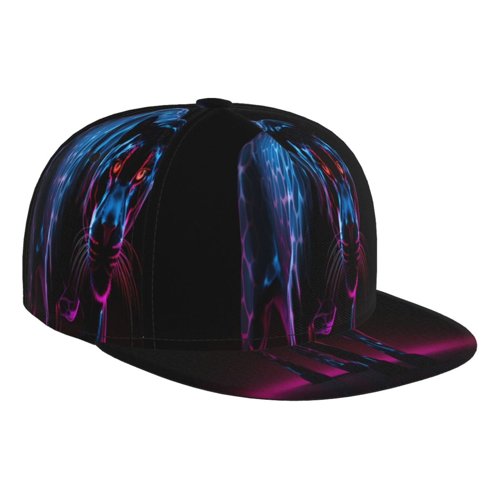 Jgfou Futuristic Purple Panther Print Hip Hop Style Baseball Cap, Flat ...