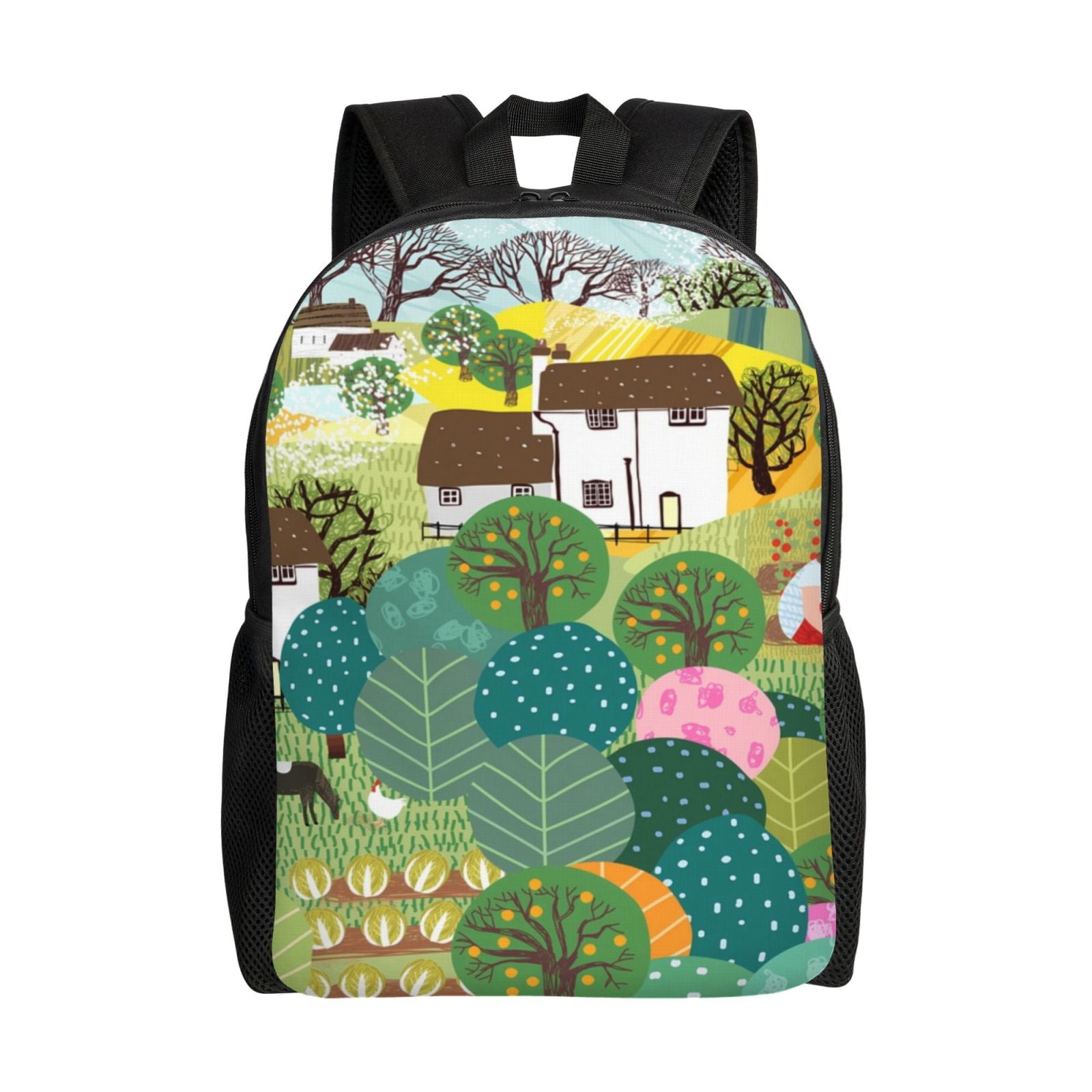 Jgfou Garden Farm Print Small Travel Laptop Backpack for Women Men ...