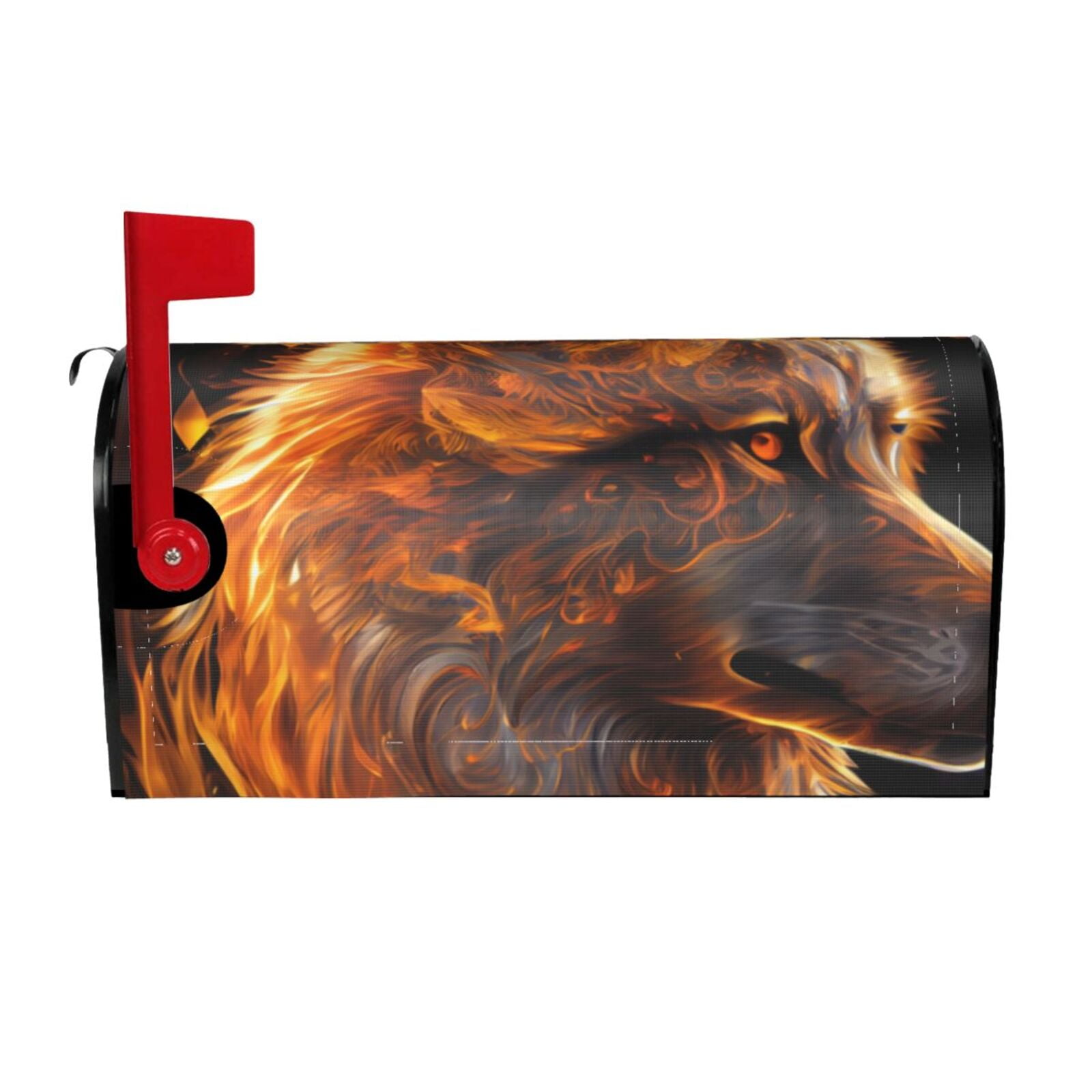 Jgfou Gold Flame Pattern Wolf Mailbox Covers Magnetic 25.5x21 in ...