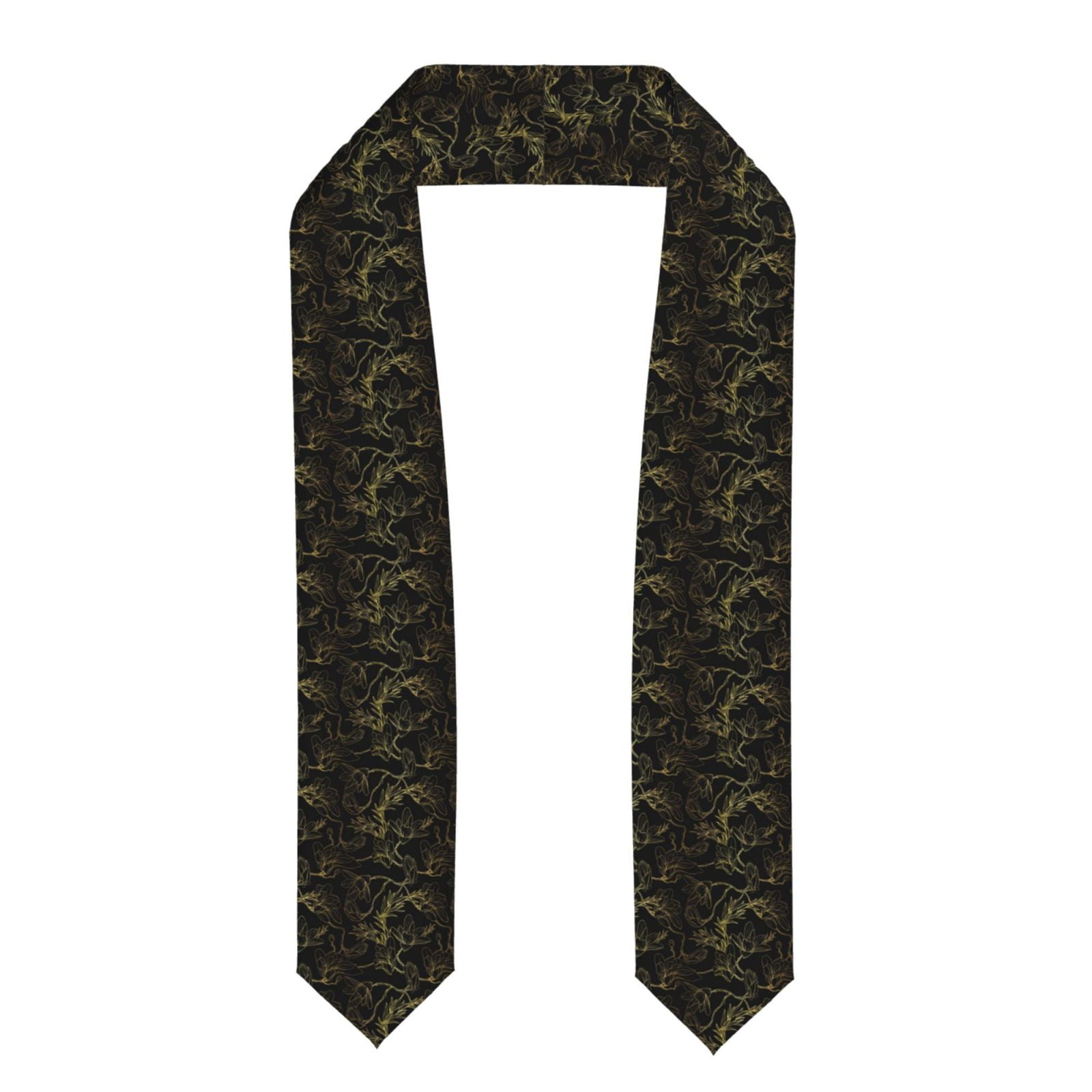 Jgfou Gold Gloss Outline Floral Print Graduation Stoles, Unisex Adult ...