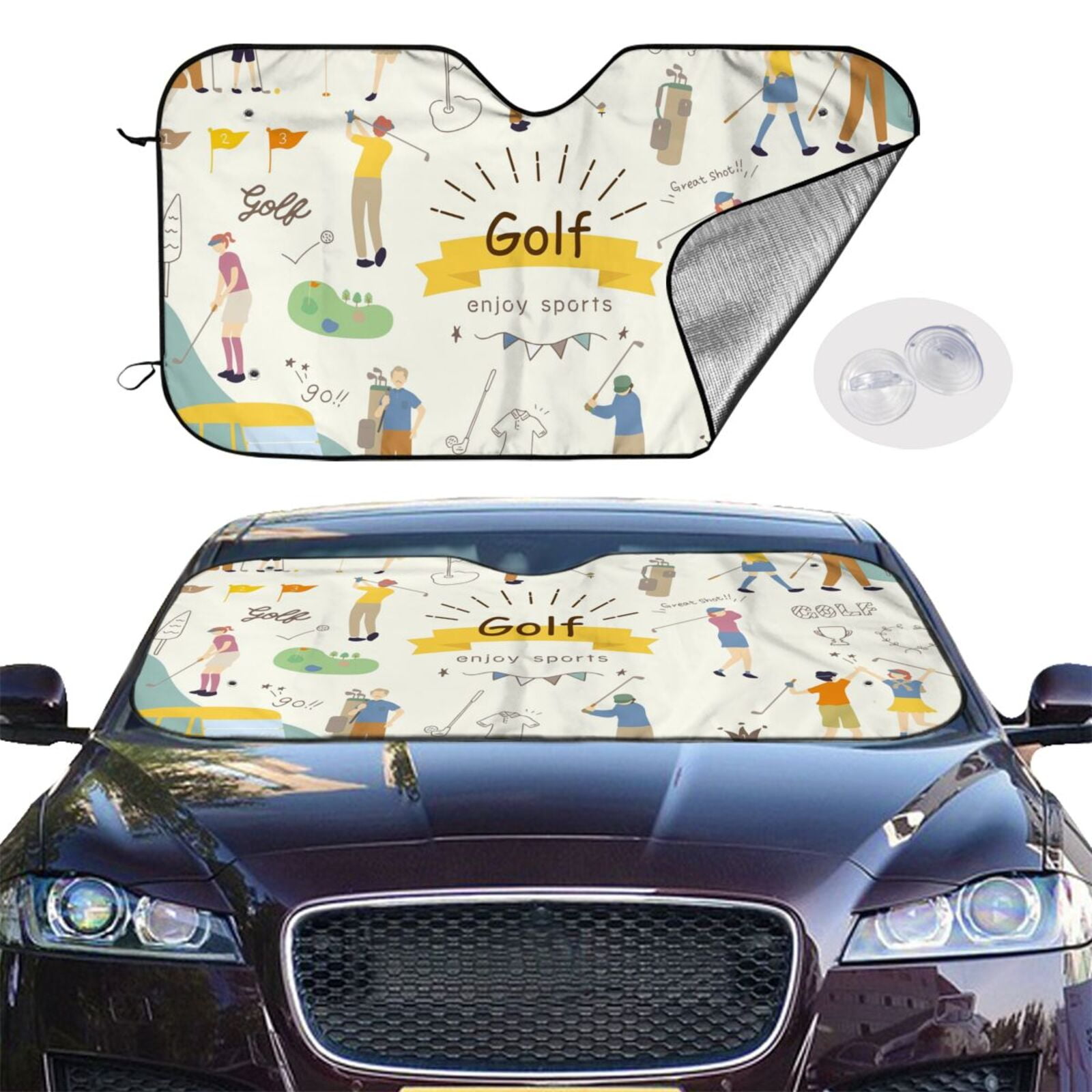 Jgfou Golf Icons And Golfer Windshield Sun Shades,Car Sun Shade for ...