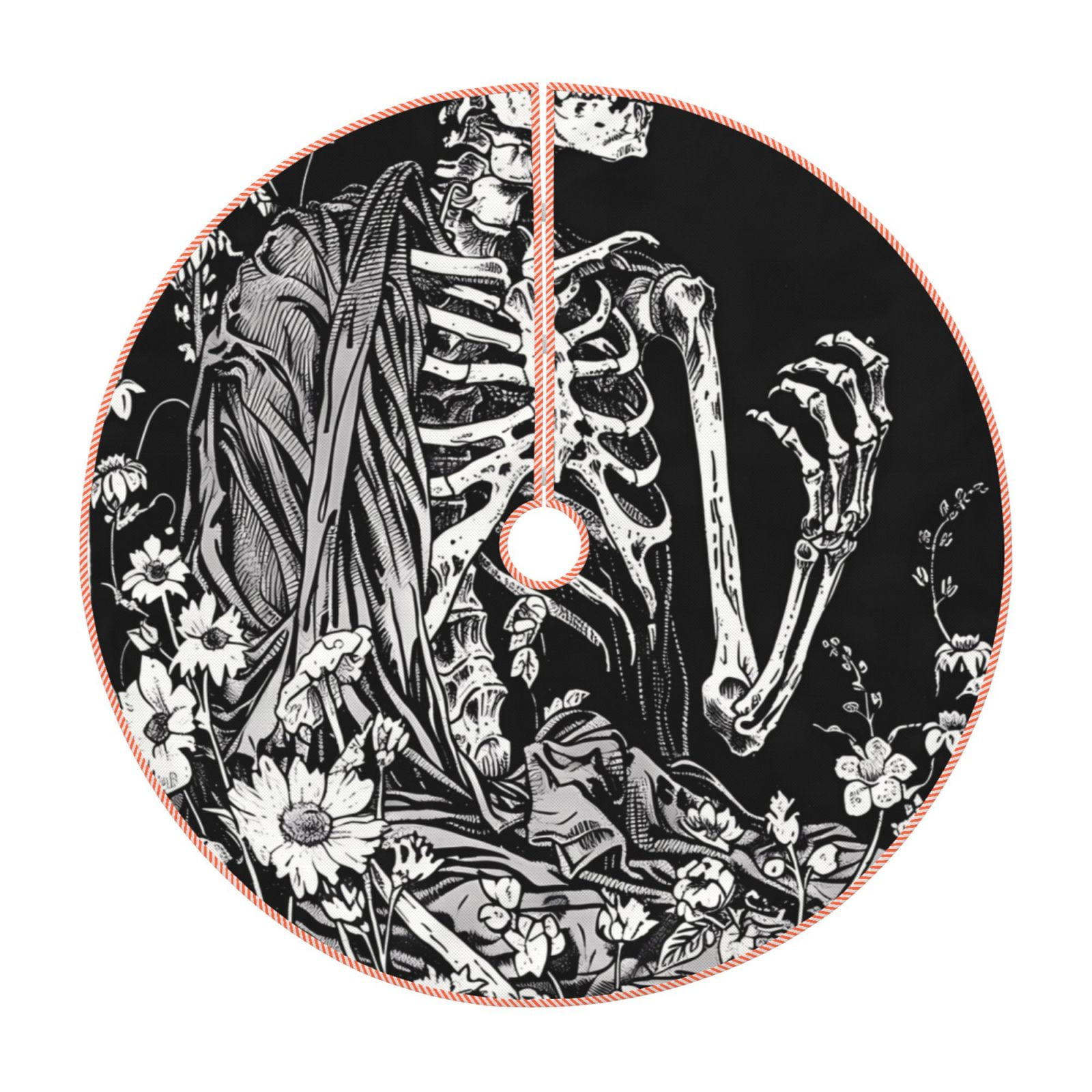 Jgfou Gothic Skull Floral Art Christmas Tree Skirt,36" Tree Skirt Xmas ...