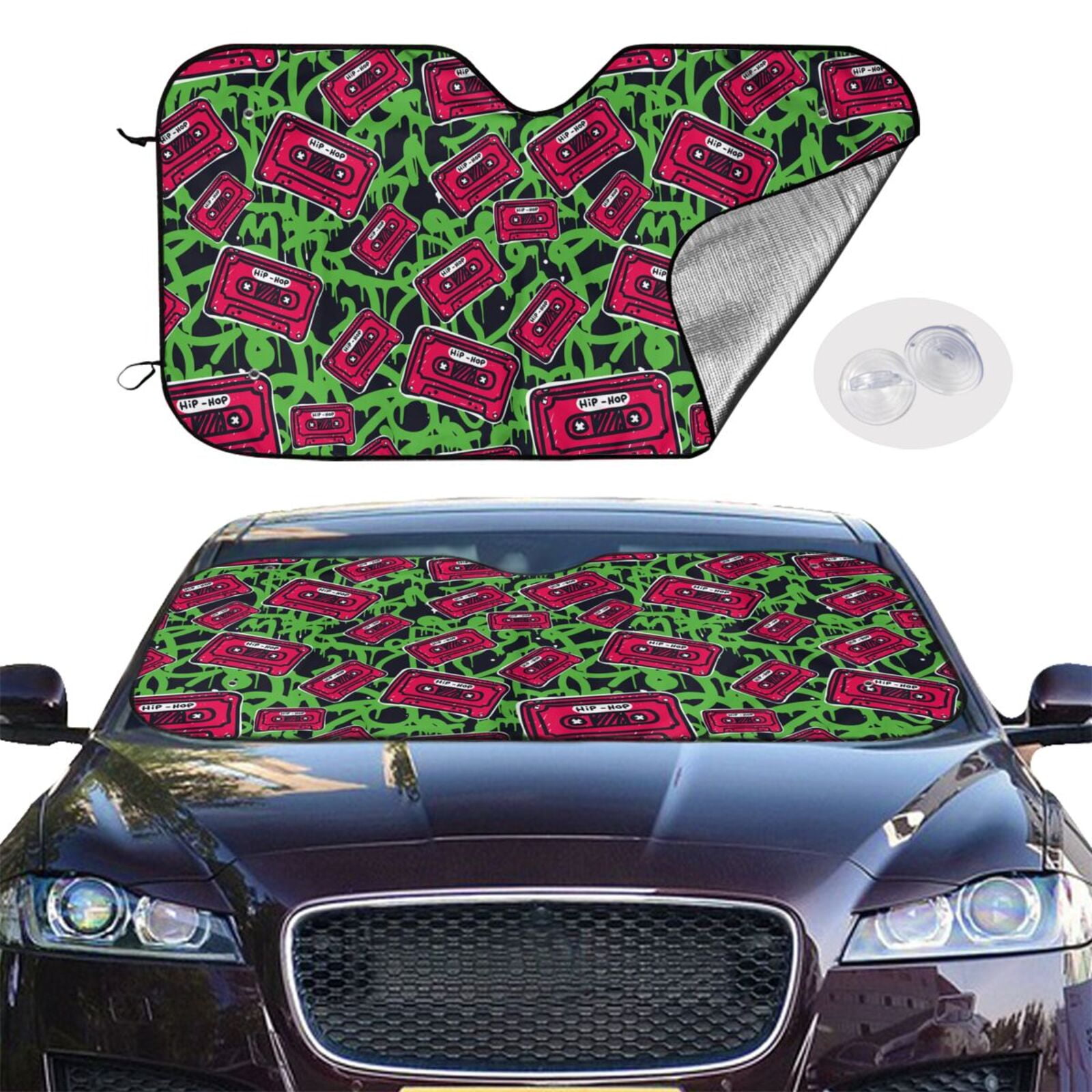 Jgfou Graffiti Tape Windshield Sun Shades,Car Sun Shade for Front ...