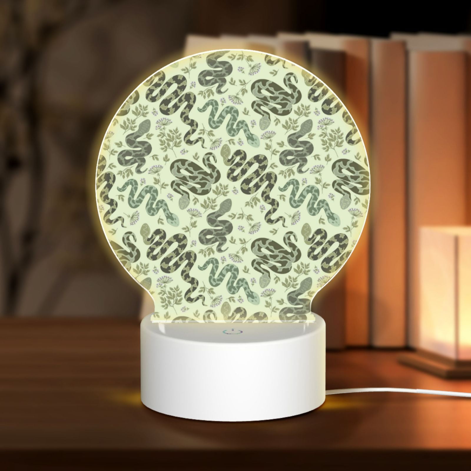 Jgfou Green Snake LED Night Light Lamp Base + Acrylic, Adjustable 3 ...
