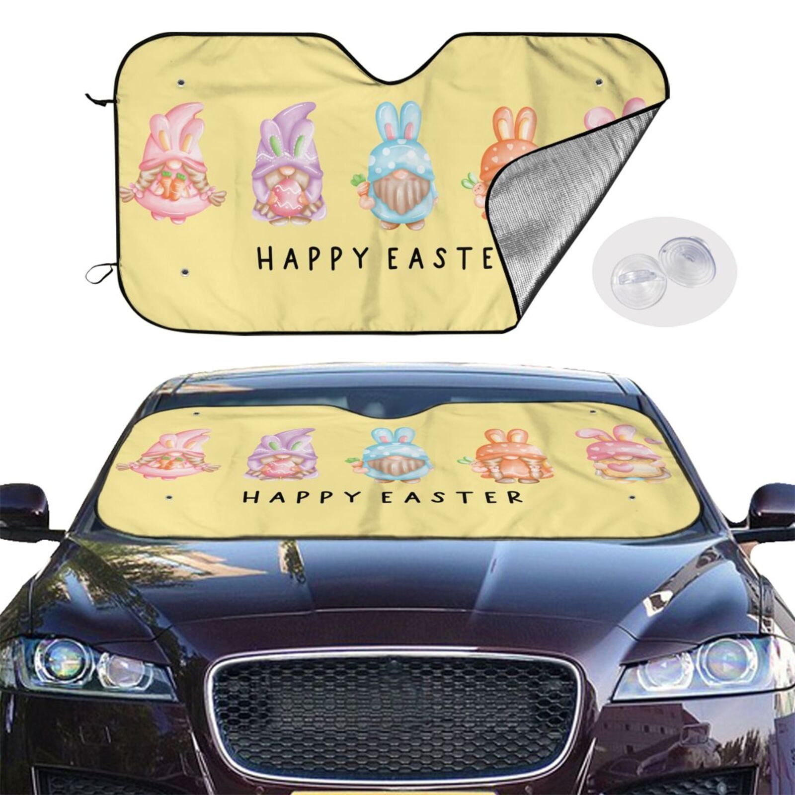 Jgfou Happy Easter Sunflower Gnomes,Cute Gnome Windshield Sun Shades ...