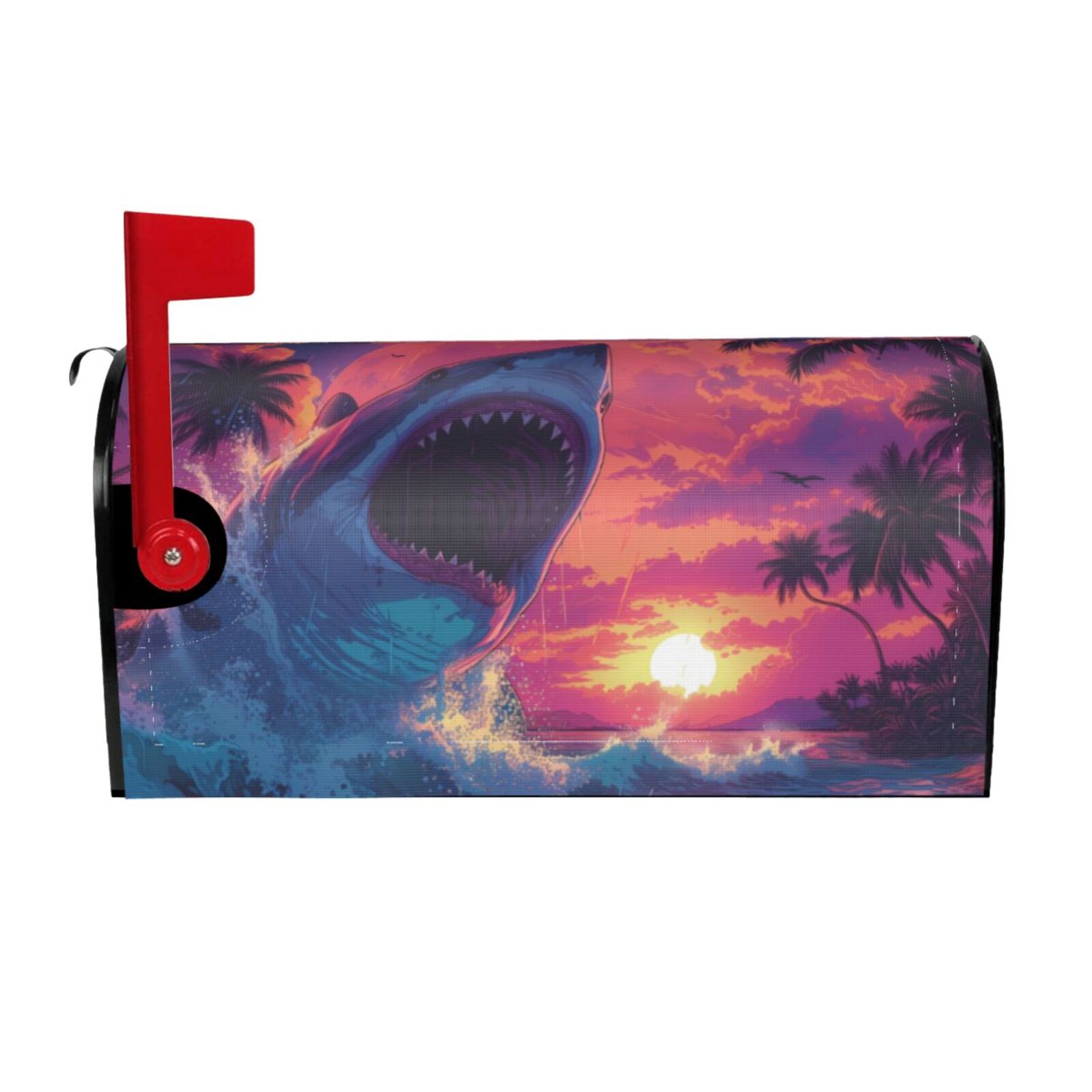 Jgfou Hawaiian Island Beach Shark Mailbox Covers Magnetic 25.5x21 in ...