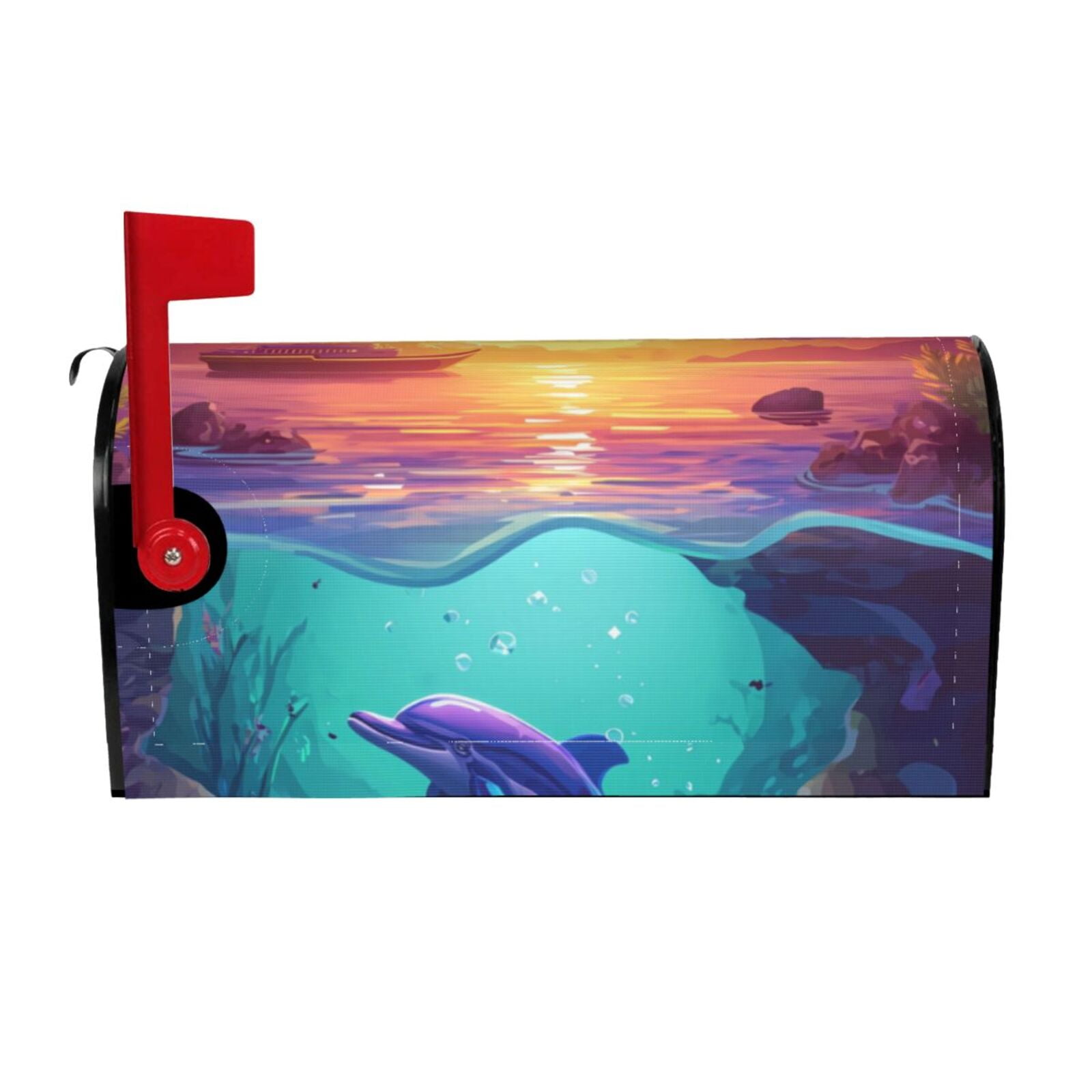 Jgfou Hawaiian Island Dolphin Mailbox Covers Magnetic 21x18 in Mailbox ...