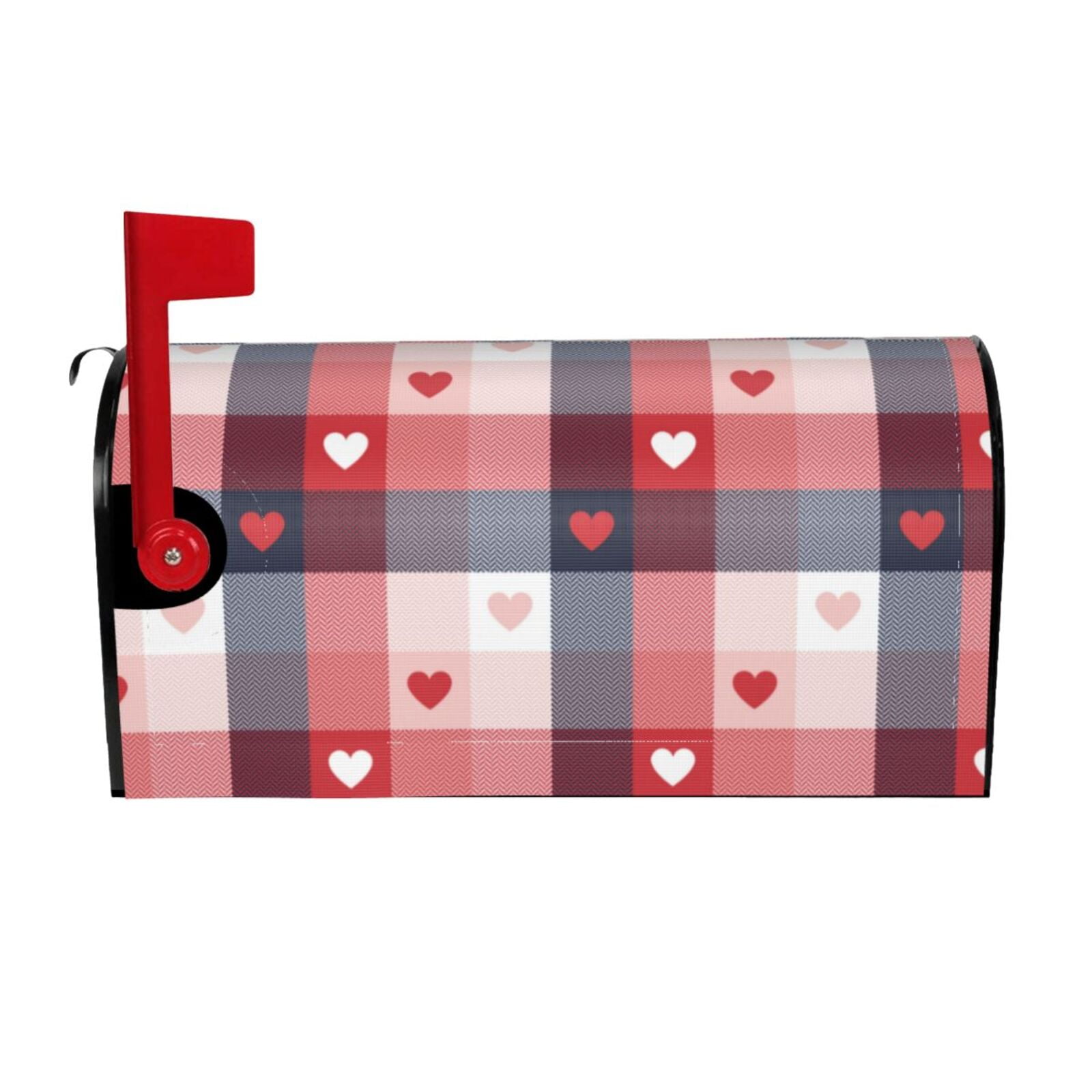 Jgfou Heart Plaid Mailbox Covers Magnetic 21x18 in Mailbox Wraps Post ...