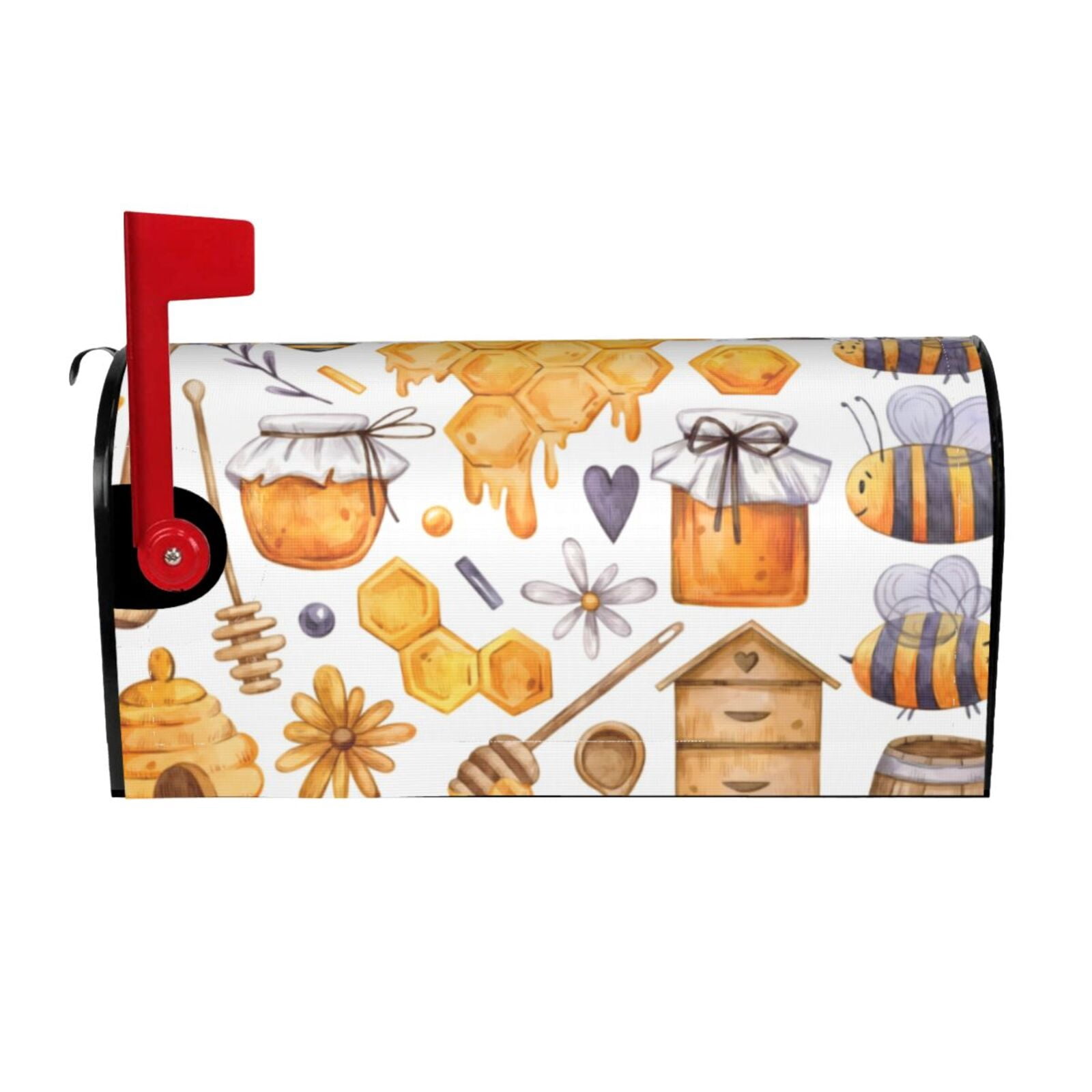 Jgfou Honey Bee Set Mailbox Covers Magnetic 21x18 in Mailbox Wraps Post ...