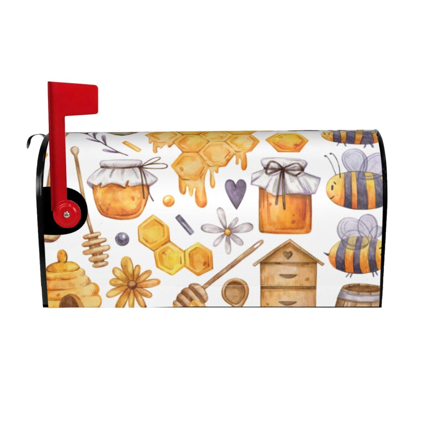 Jgfou Honey Bee Set Mailbox Covers Magnetic Mailbox Wraps Post Letter ...