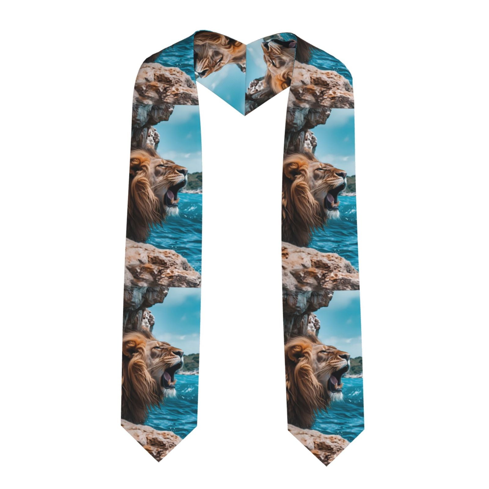 Jgfou Ice Blue Coastal Lion Print Graduation Stoles, Unisex Adult ...