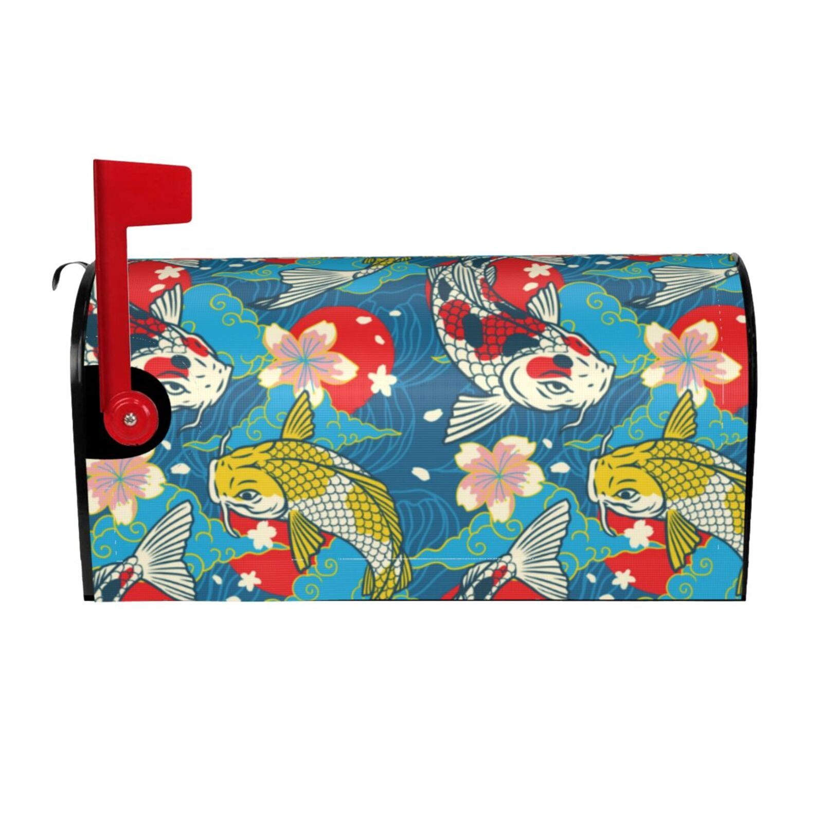 Jgfou Japanese Koi Mailbox Covers Magnetic 25.5x21 in Mailbox Wraps ...