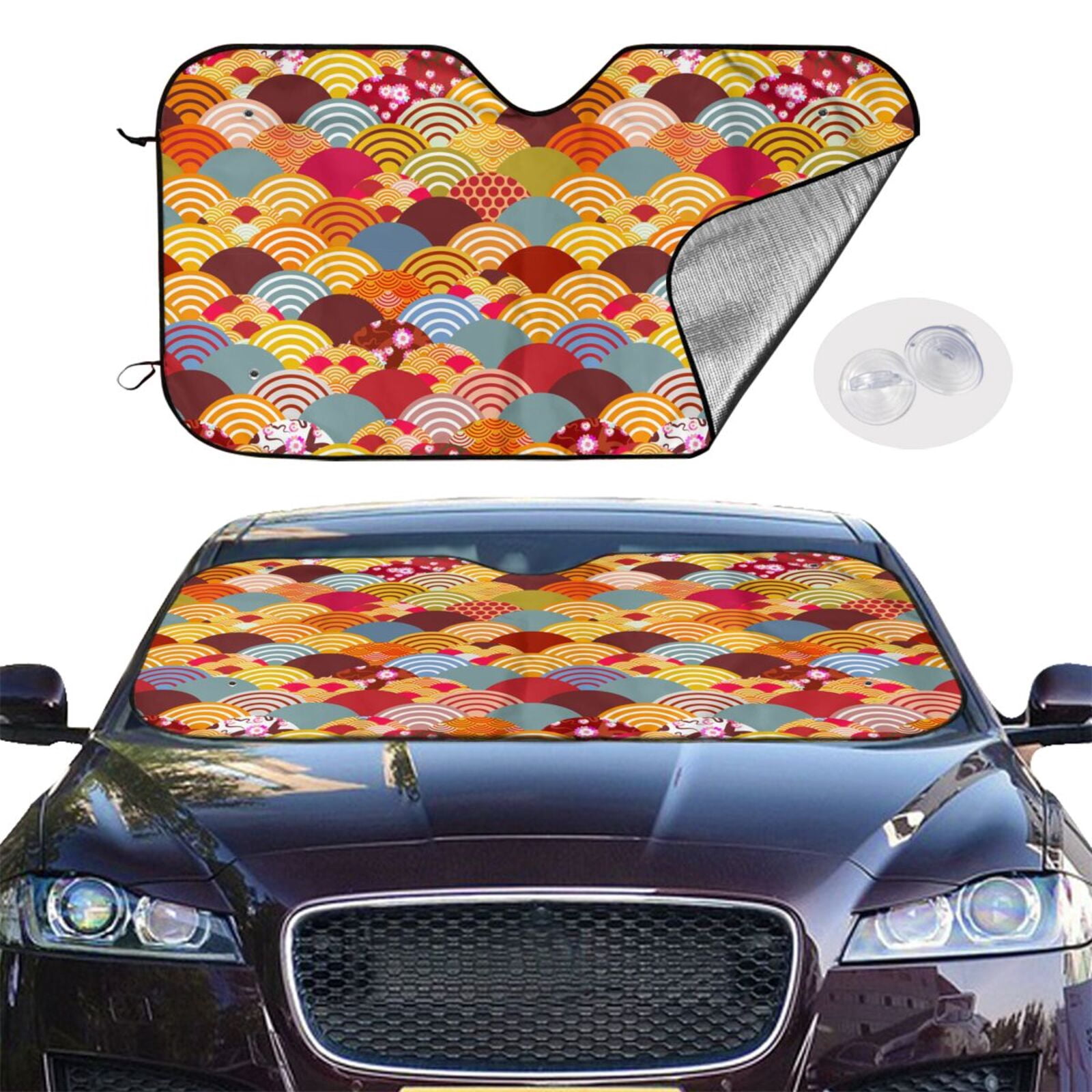 Jgfou Japanese Style Fish Scales Windshield Sun Shades,Car Sun Shade ...