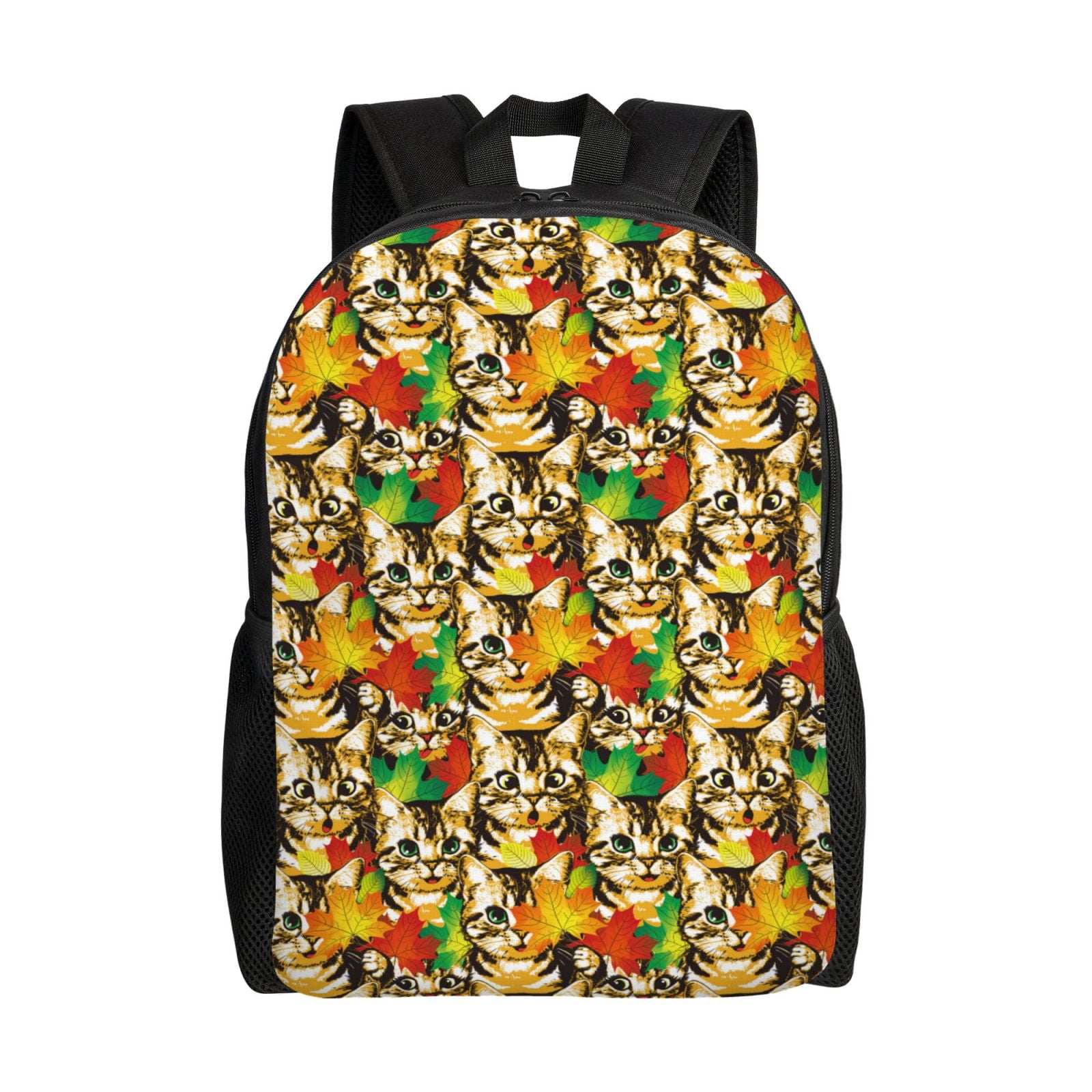 Jgfou Kittens With Maple Leaves Print Small Travel Laptop Backpack for ...