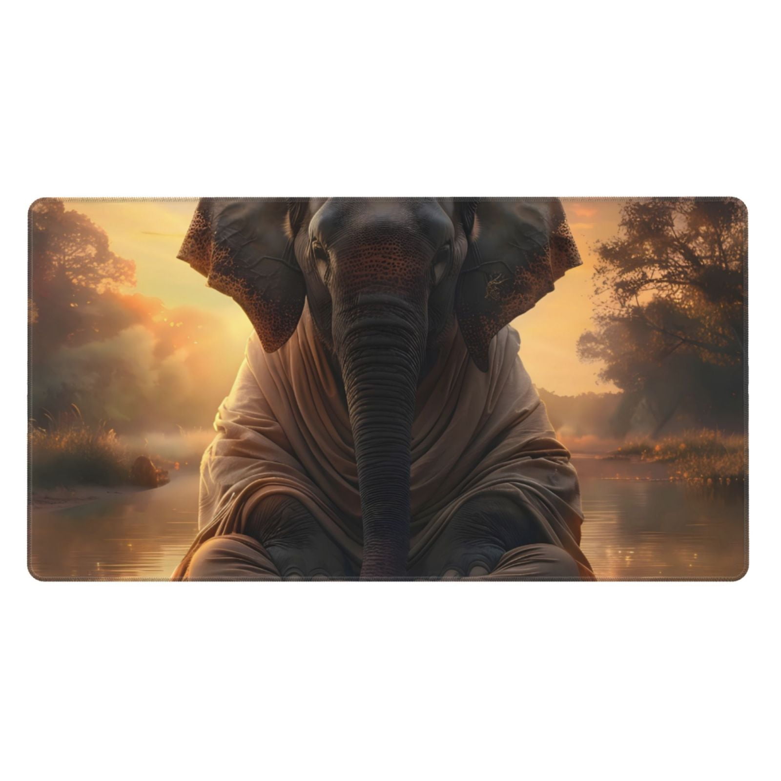 Jgfou Lake Meditating Elephant Style Large Gaming Mouse Pad Desk Mat ...