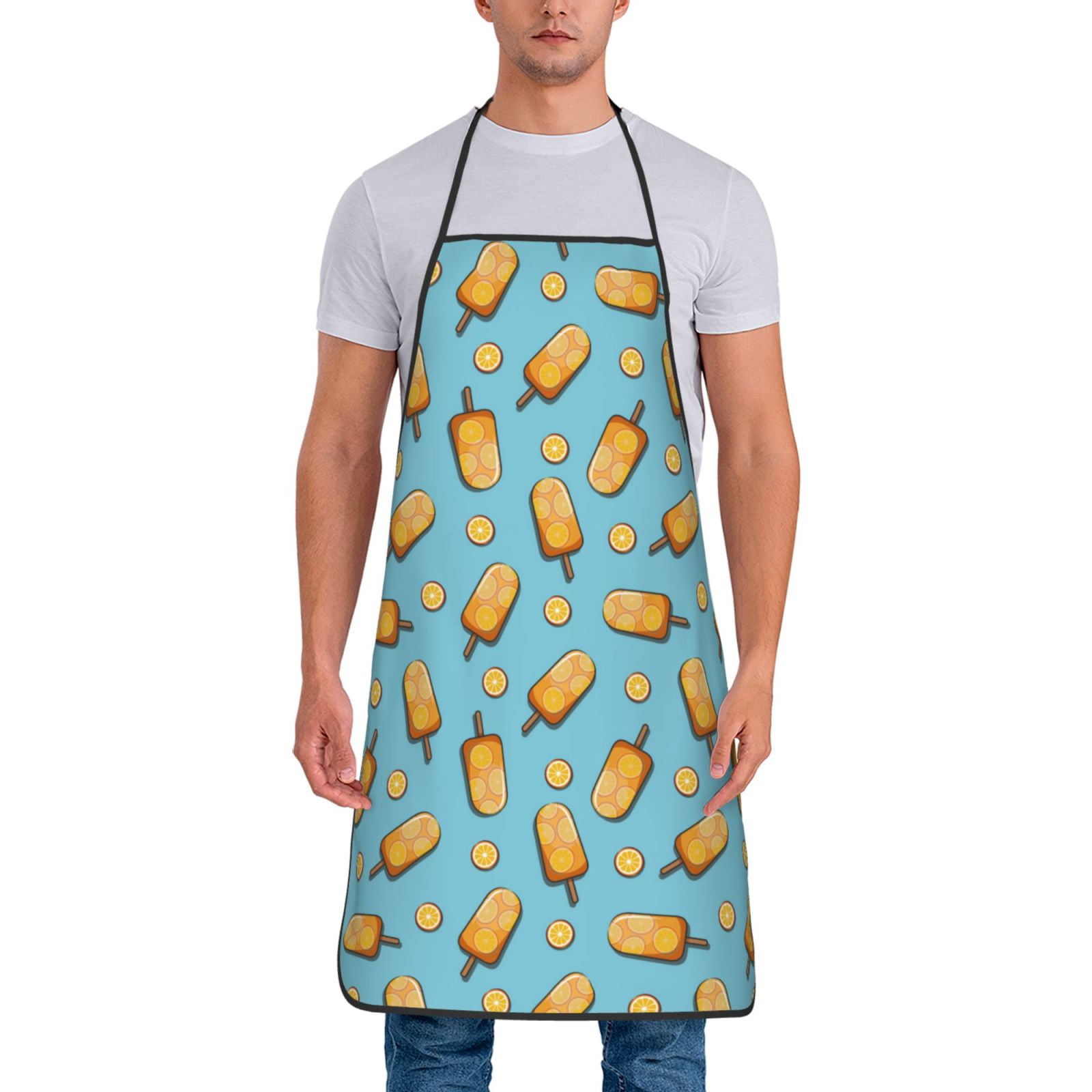 Jgfou Lemon Ice Cream Print Anti-fouling Apron for Men Women ...