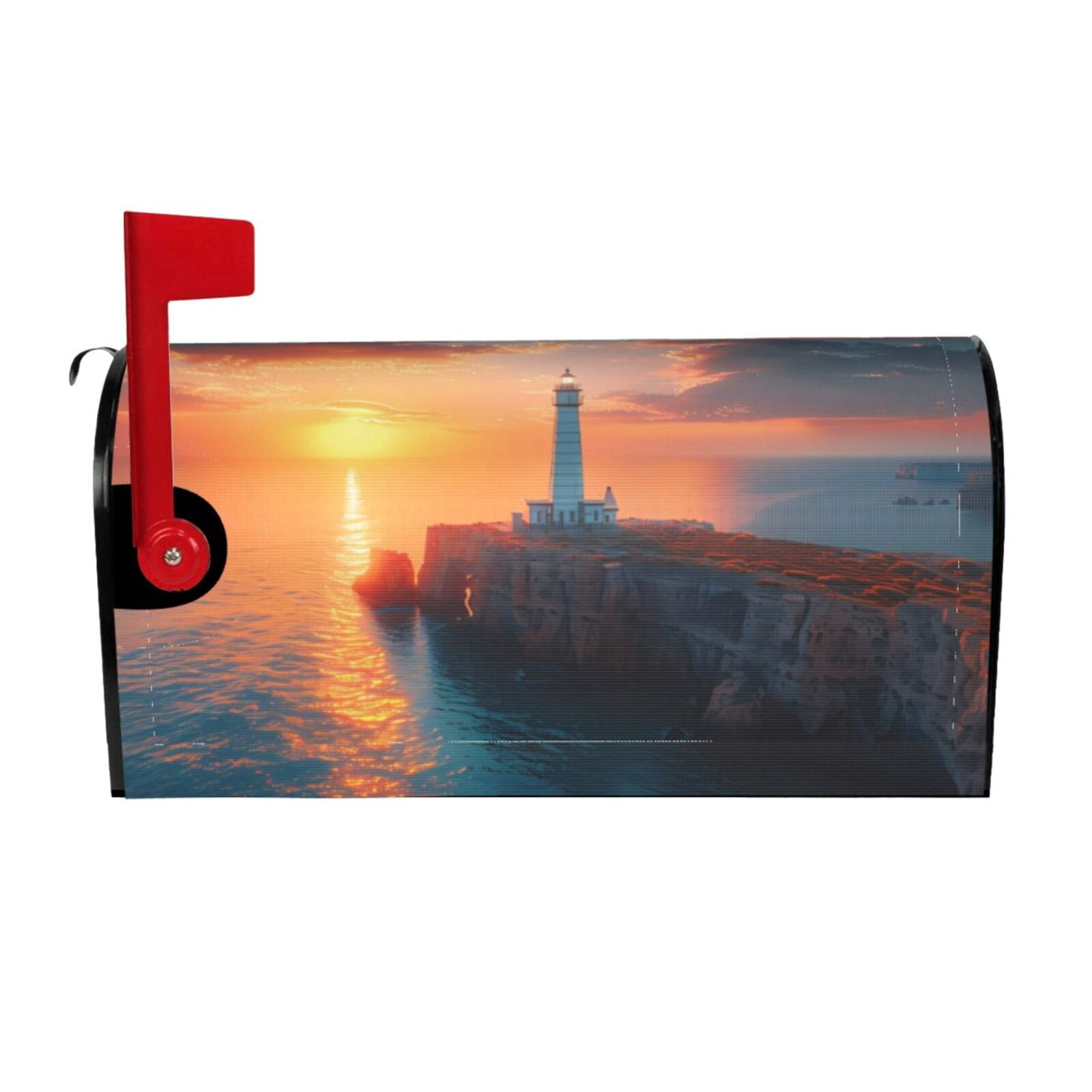 Jgfou Lighthouse At Sunset Coast Mailbox Covers Magnetic 21x18 in ...