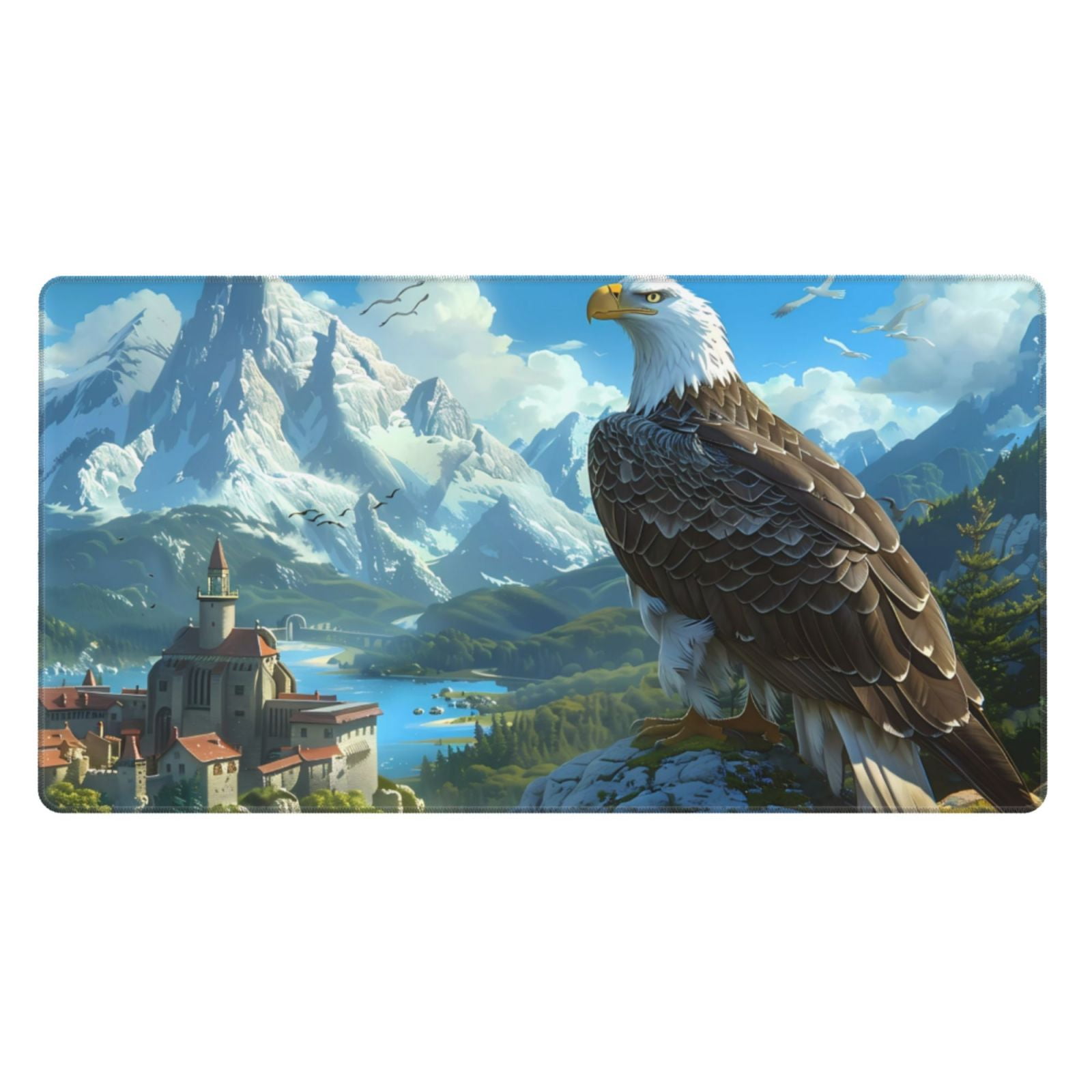 Jgfou Majestic Eagle Over Castle Style Large Gaming Mouse Pad Desk Mat ...